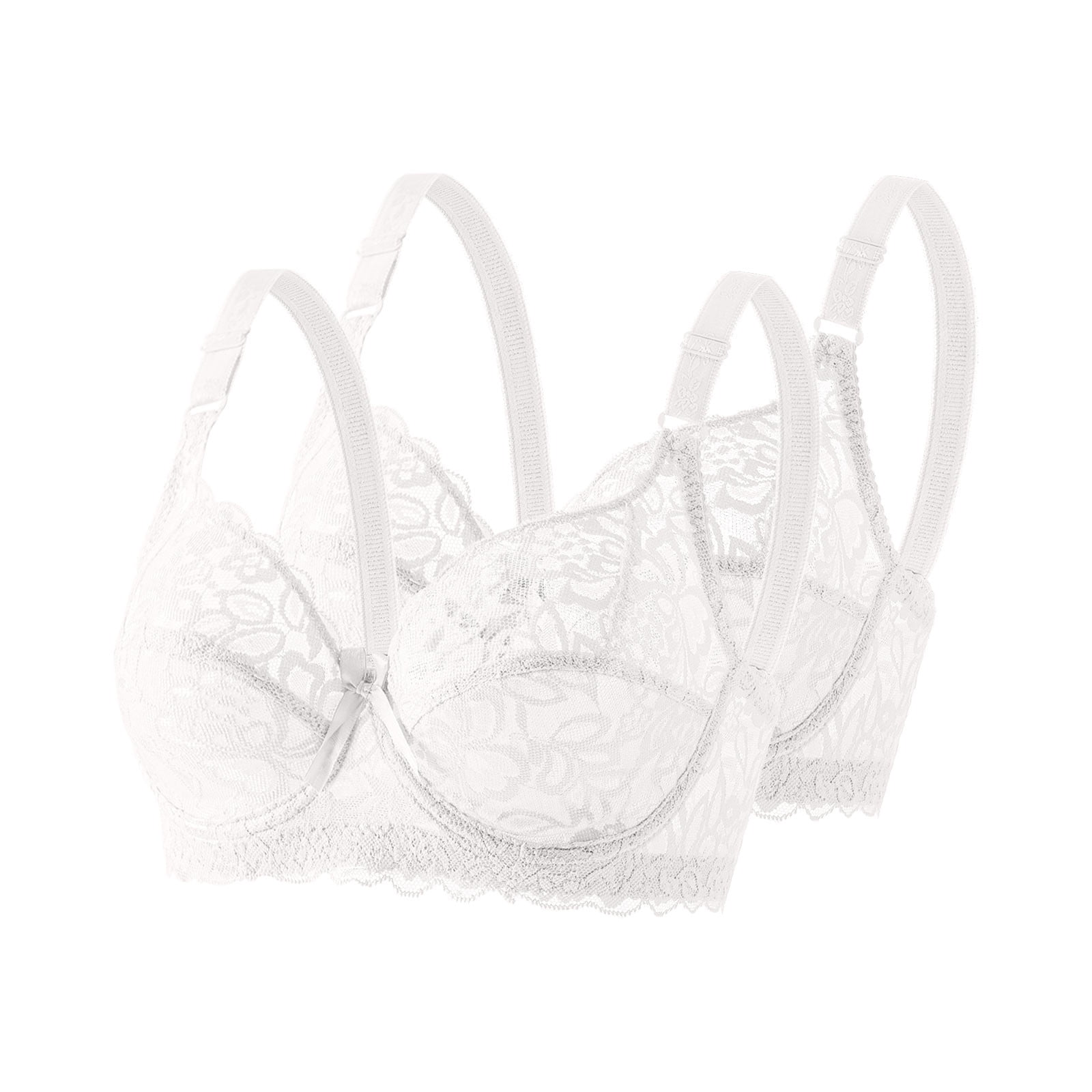 2 Pack Womens Lace Bra Sheer Balconette Unlined Underwire Full Coverage ...