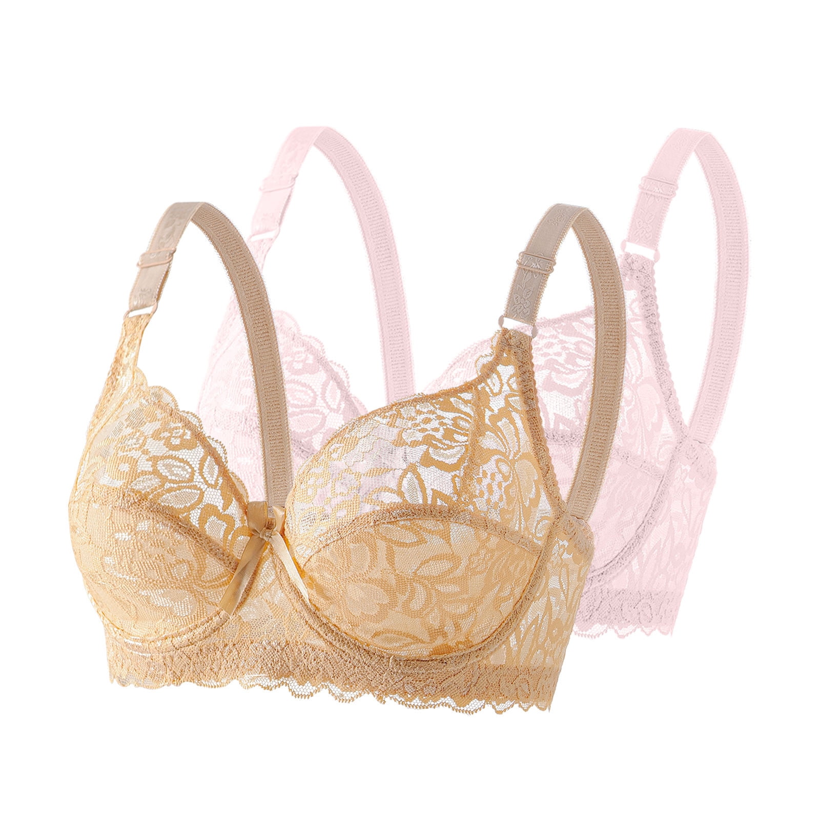 2 Pack Womens Lace Bra Sheer Balconette Unlined Underwire Full Coverage ...