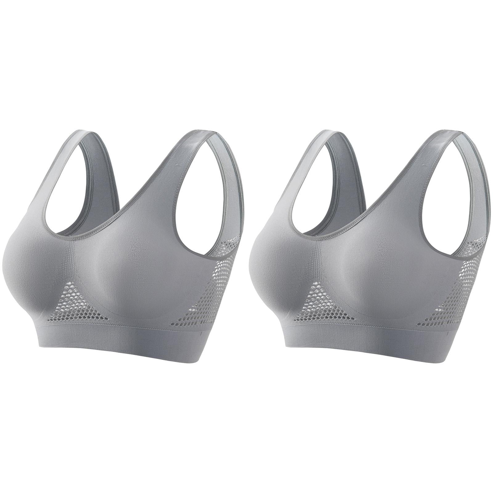 2 Pack,Womens Sports Bra Seamless Wirefree Breathable Yoga Bra Comfort ...