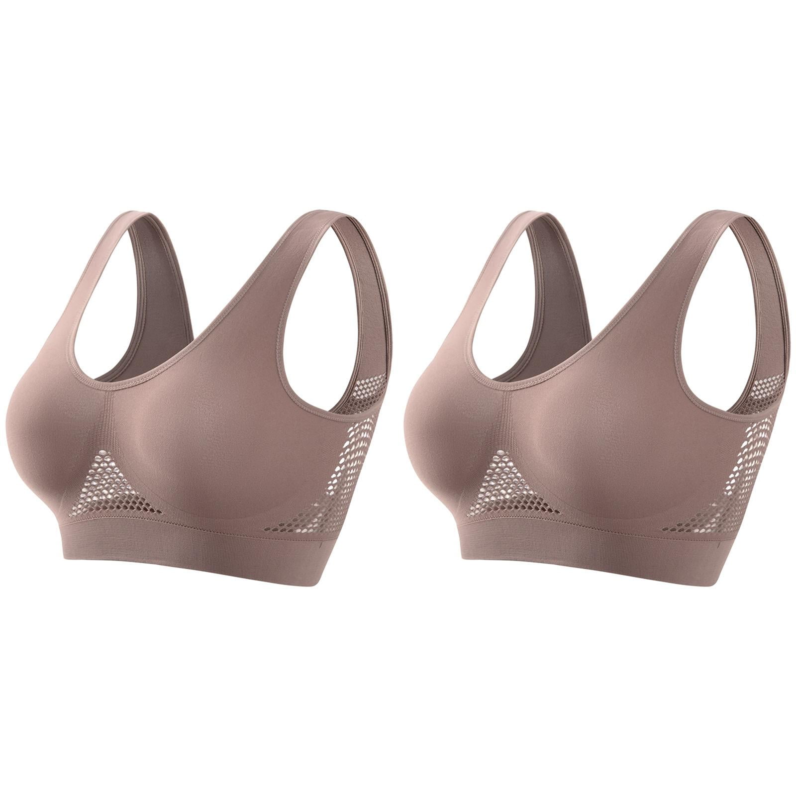 2 Pack,Womens Sports Bra Seamless Wirefree Breathable Yoga Bra Comfort ...