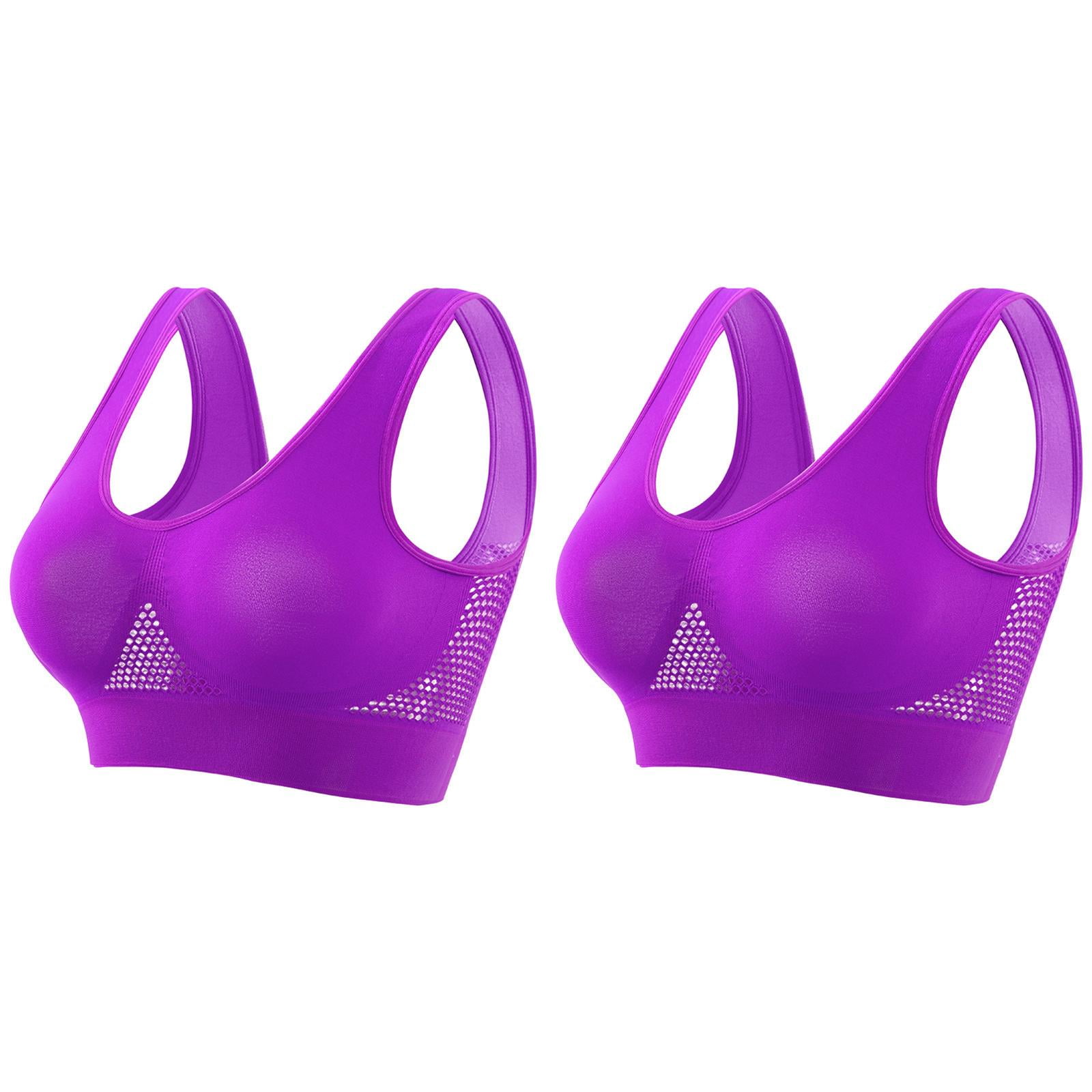 2 Pack,Womens Sports Bra Seamless Wirefree Breathable Yoga Bra Comfort ...