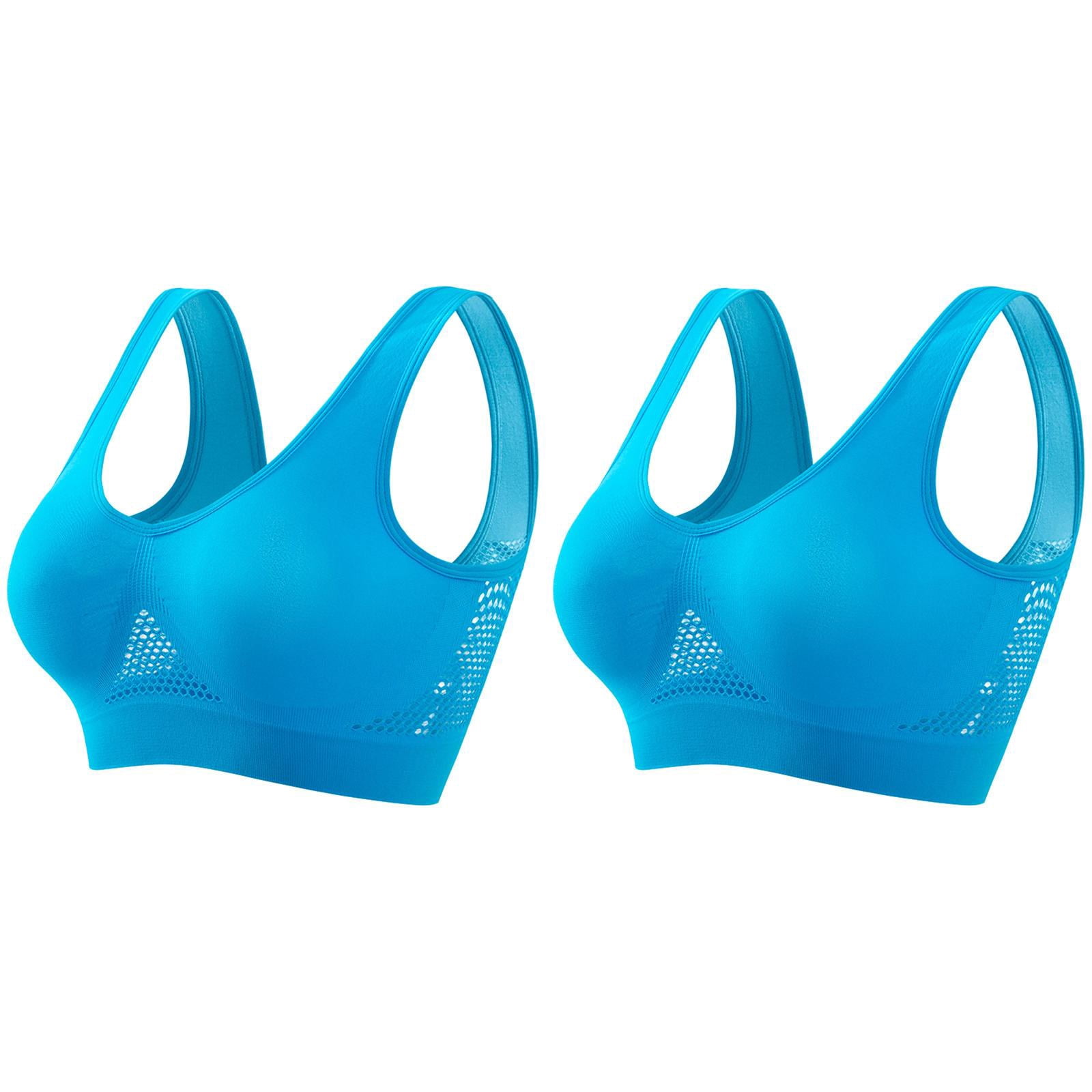 2 Pack,Womens Sports Bra Seamless Wirefree Breathable Yoga Bra Comfort ...