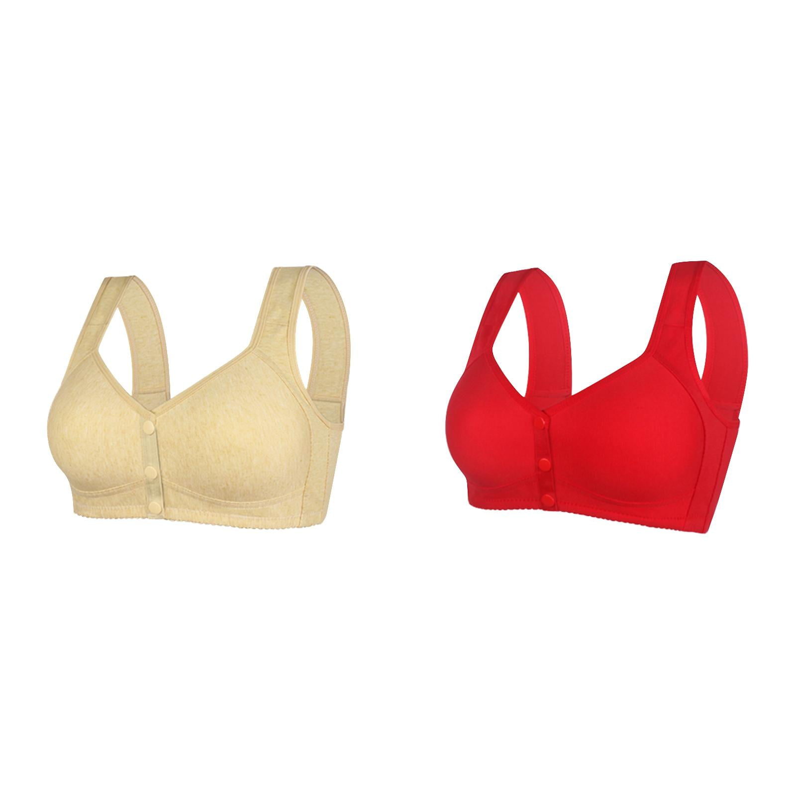 2-Pack,Womens No Steel Ring Front Close Bra T Back Plus Size Seamless ...
