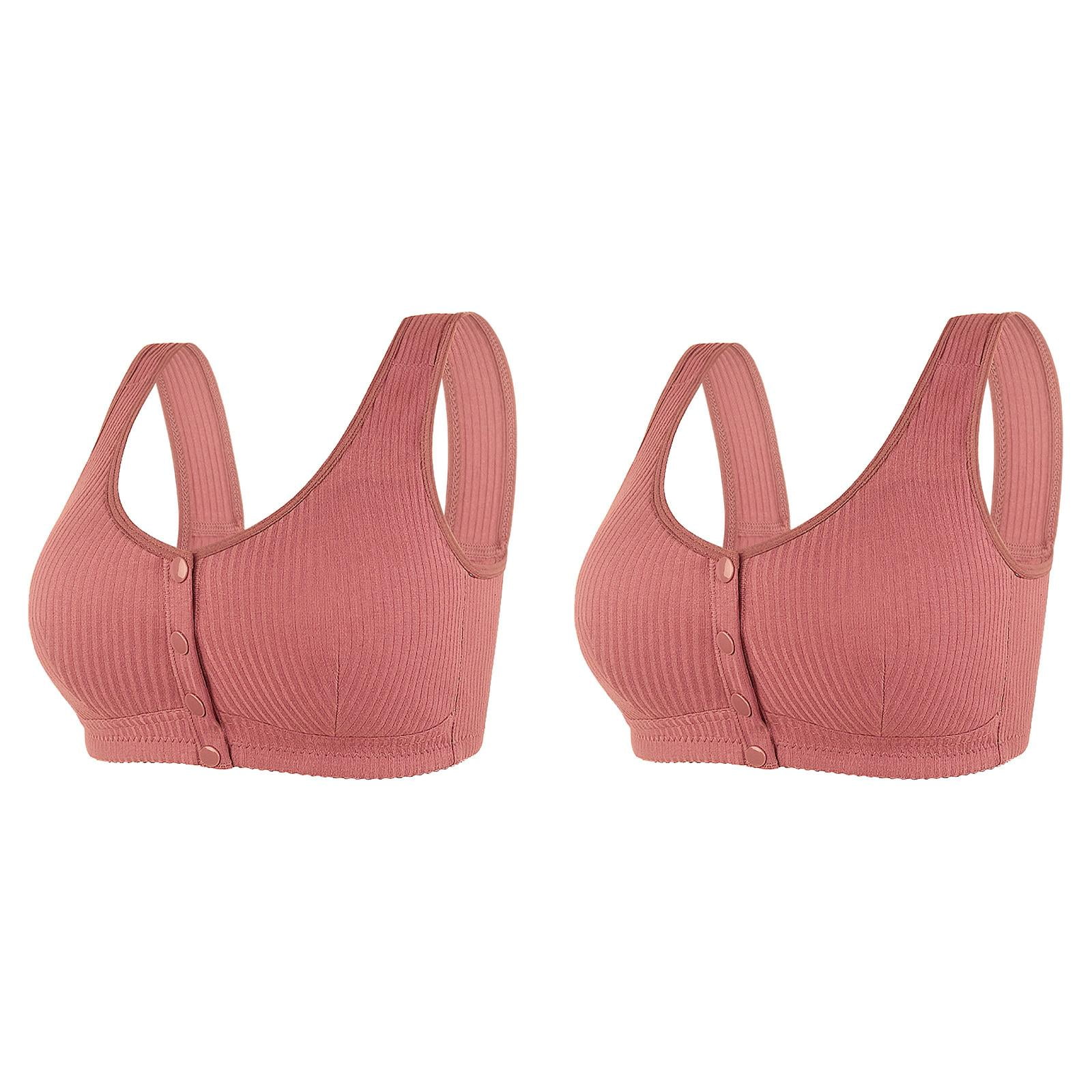 2 Pack,Womens No Steel Ring Front Close Bra T Back Plus Size Seamless ...