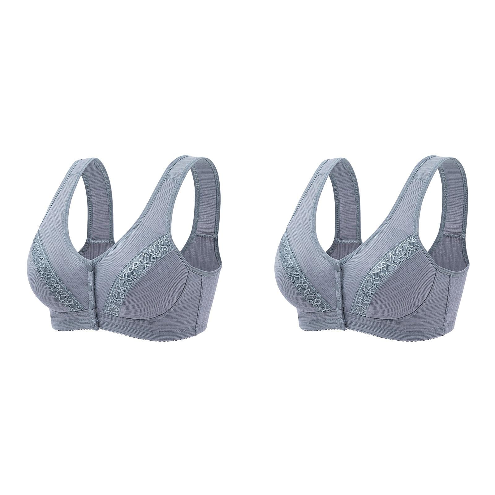 2 Pack,Womens No Steel Ring Front Close Bra T Back Plus Size Seamless ...