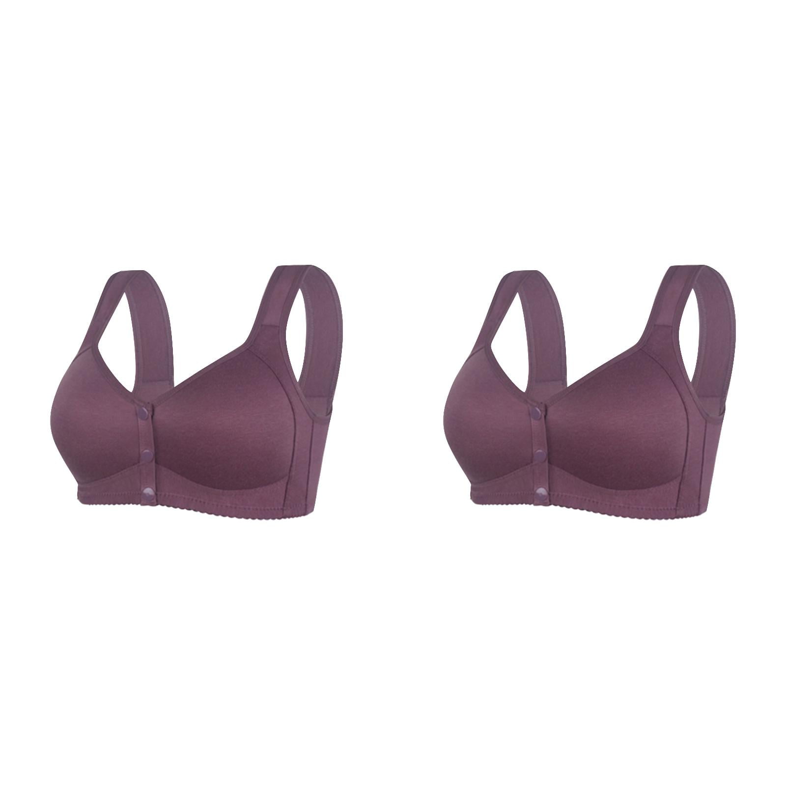 2 Pack,Womens No Steel Ring Front Close Bra T Back Plus Size Seamless ...