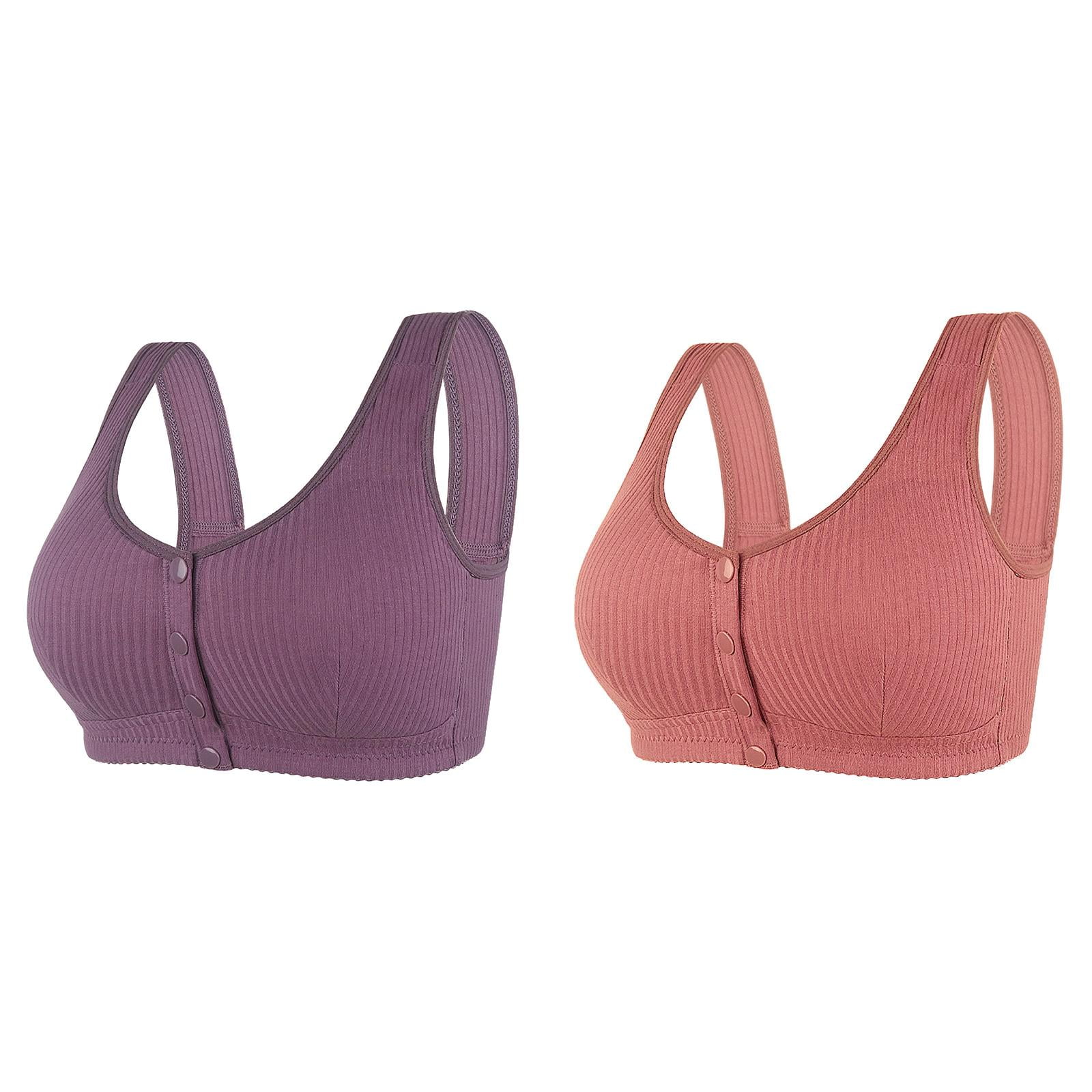 2-Pack,Womens No Steel Ring Front Close Bra T Back Plus Size Seamless ...