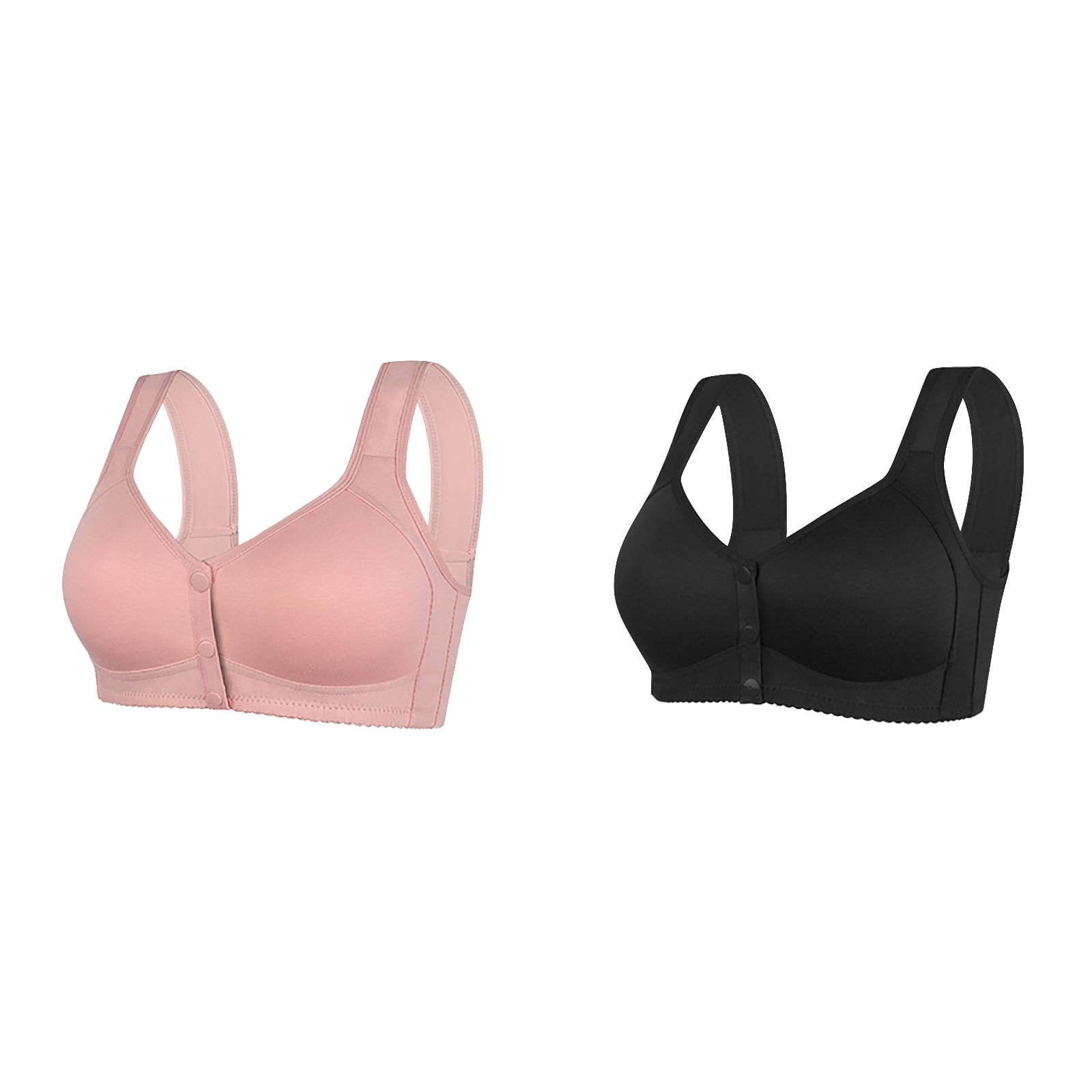 2-Pack,Womens No Steel Ring Front Close Bra T Back Plus Size Seamless ...