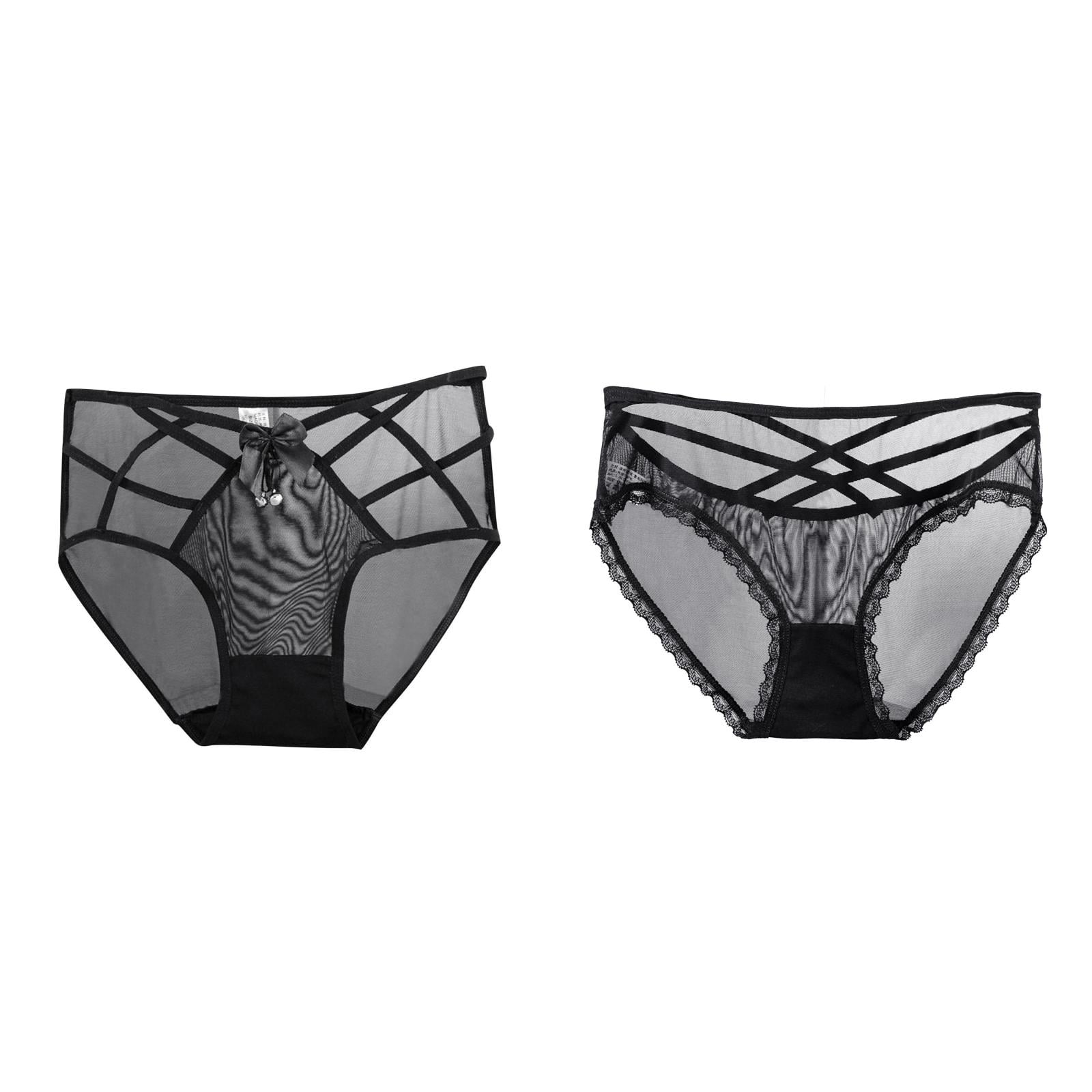 2-Pack,Womens Underwear Black Lace Panties High Waisted Plus Size ...