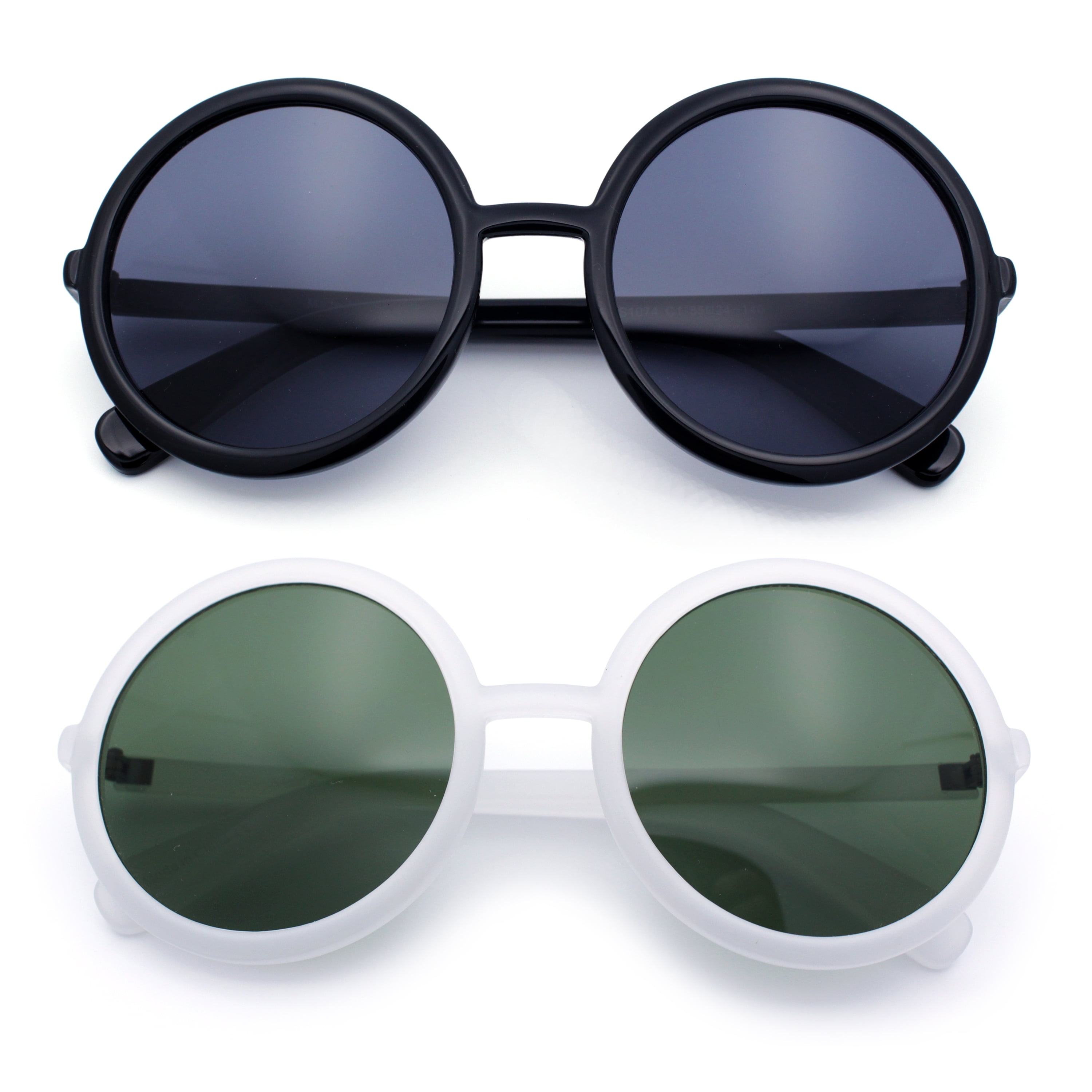 (2-Pack) Womens Wizard Round Circle Lens Plastic Mod Fashion Sunglasses ...