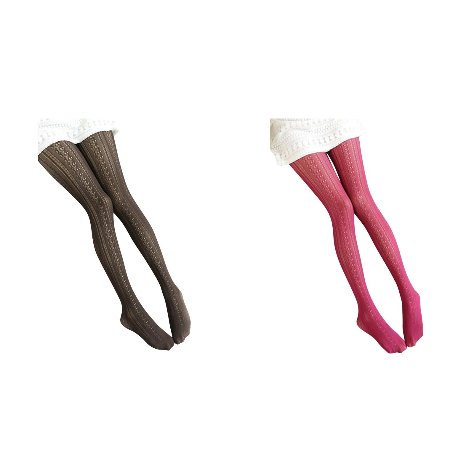 (2-Pack) Womeny Retro Slim Winter Tights for Women Transparent Carved ...