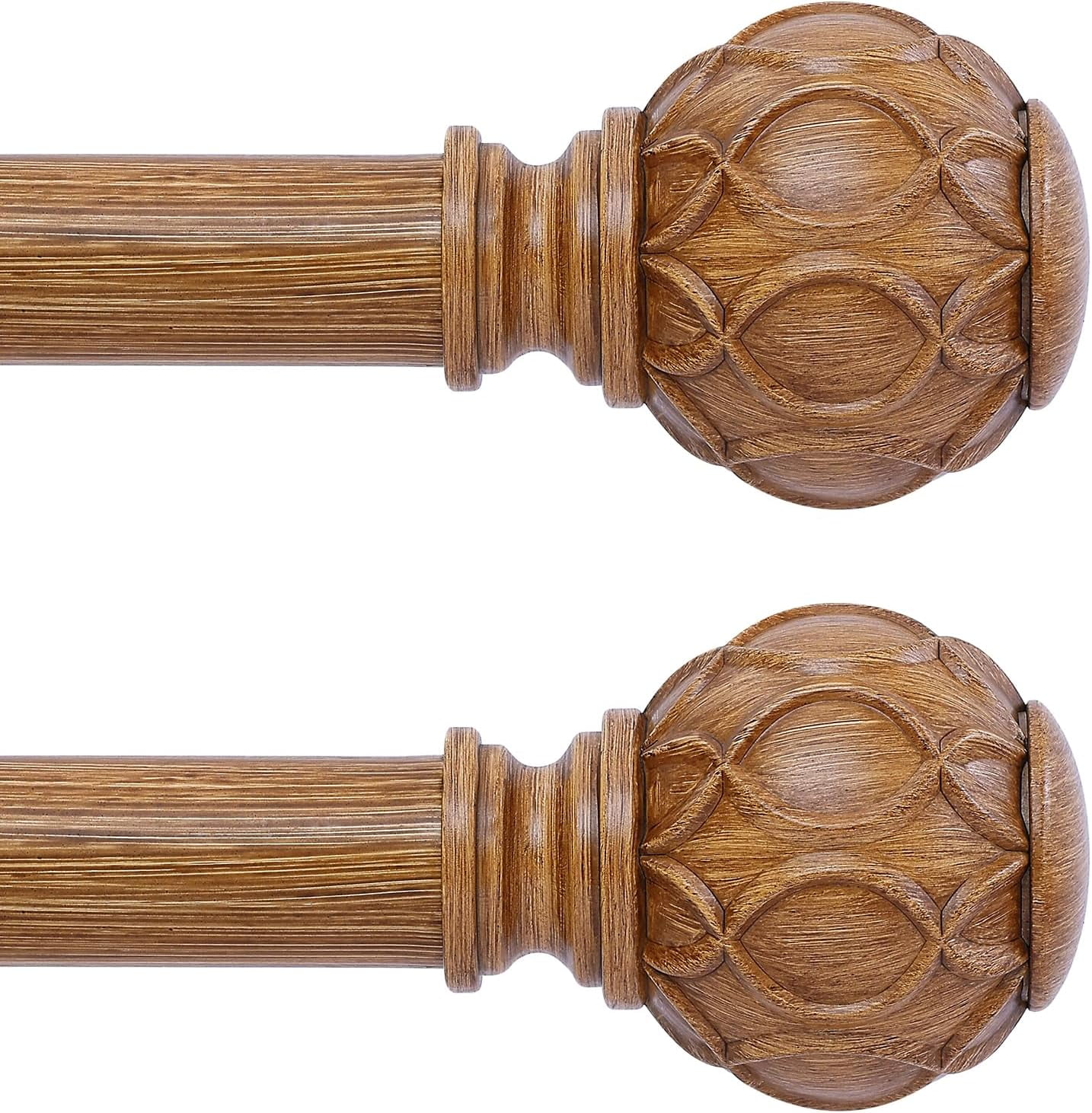 2 Pack Wood Curtain Rods 66 to 120 Inch,1 Inch Adjustable Long Curtain ...