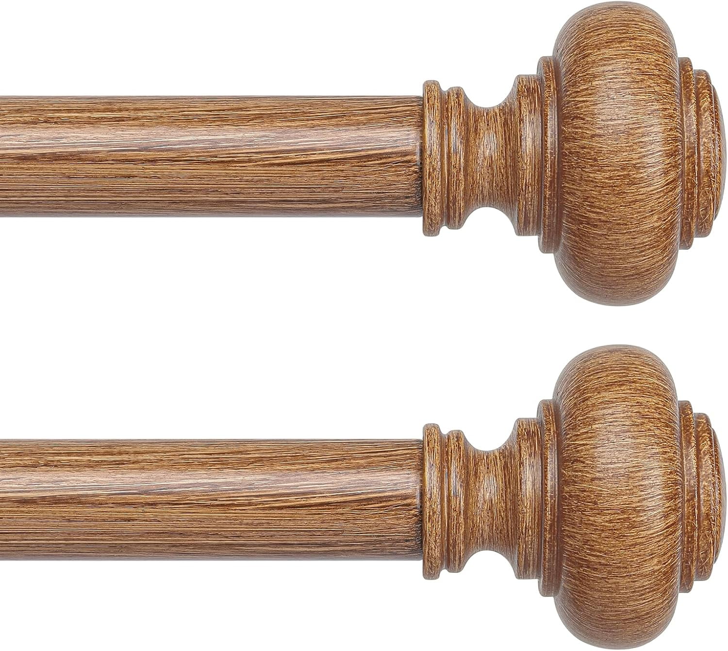 2 Pack Wood Curtain Rods for Windows 30 to 56 Inch, Vintage Decorative ...