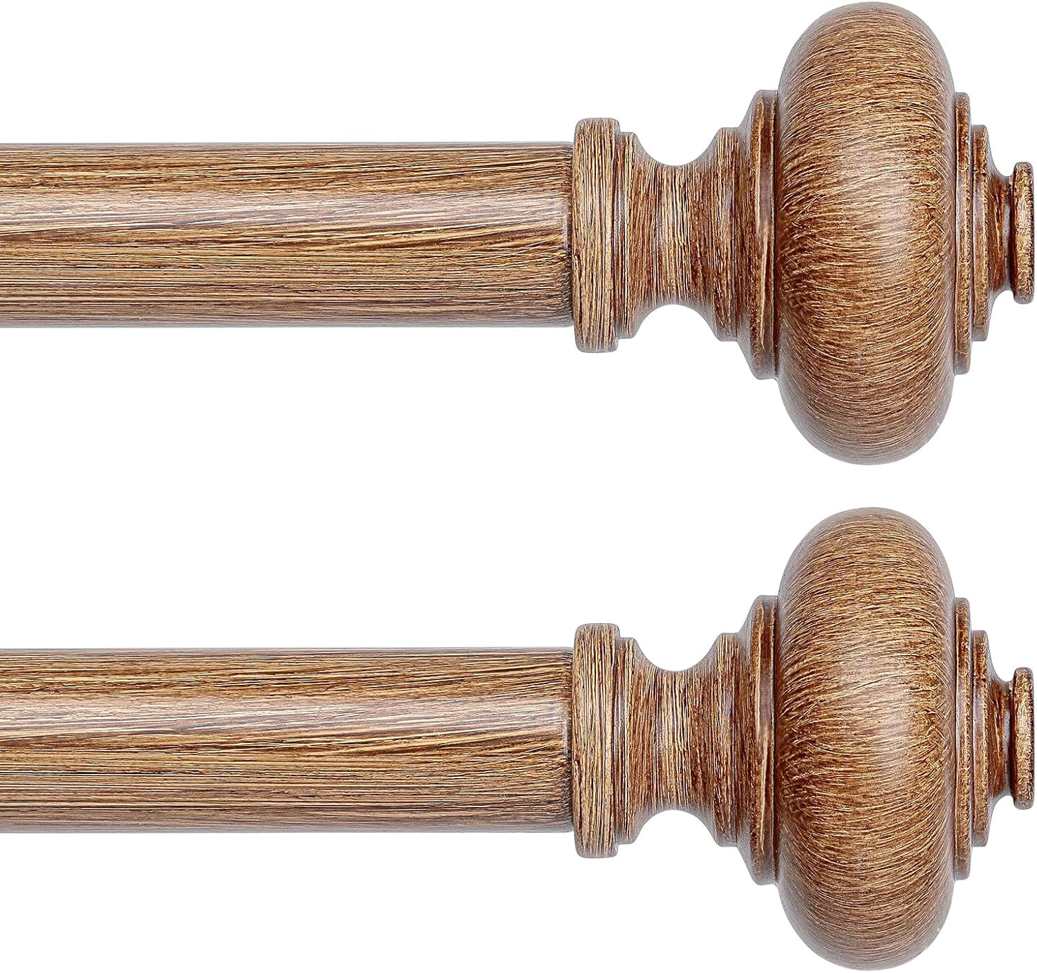 2 Pack Wood Curtain Rods for Windows 30 to 56 Inch, Vintage Decorative ...