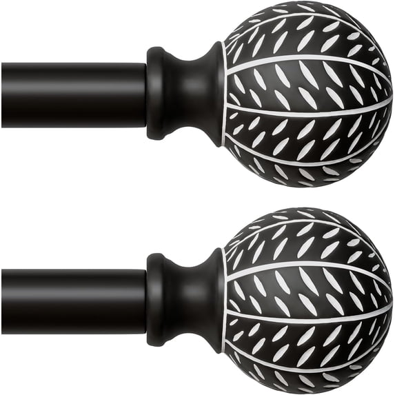 2 Pack Wood Curtain Rods for Windows 48 to 84 Inch,1'' Diameter Drapery ...