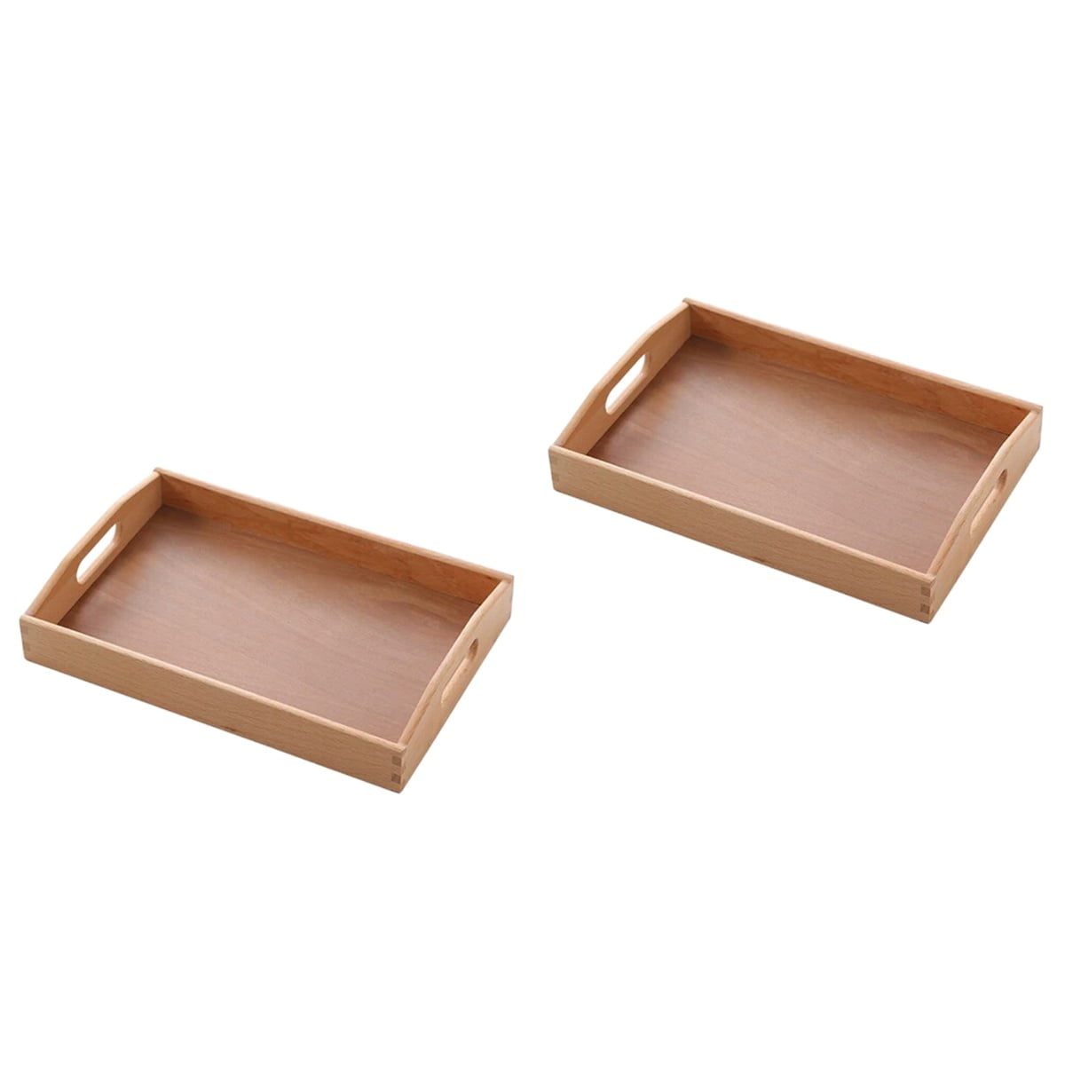 2 Pack Wood Tray Wooden Serving Trays Chinese Style Dish Set Flatware ...