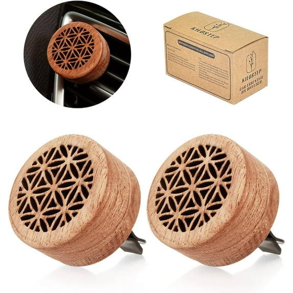 2-Pack Wooden Car Essential Oil Diffuser - Vent Clip Design, Natural ...