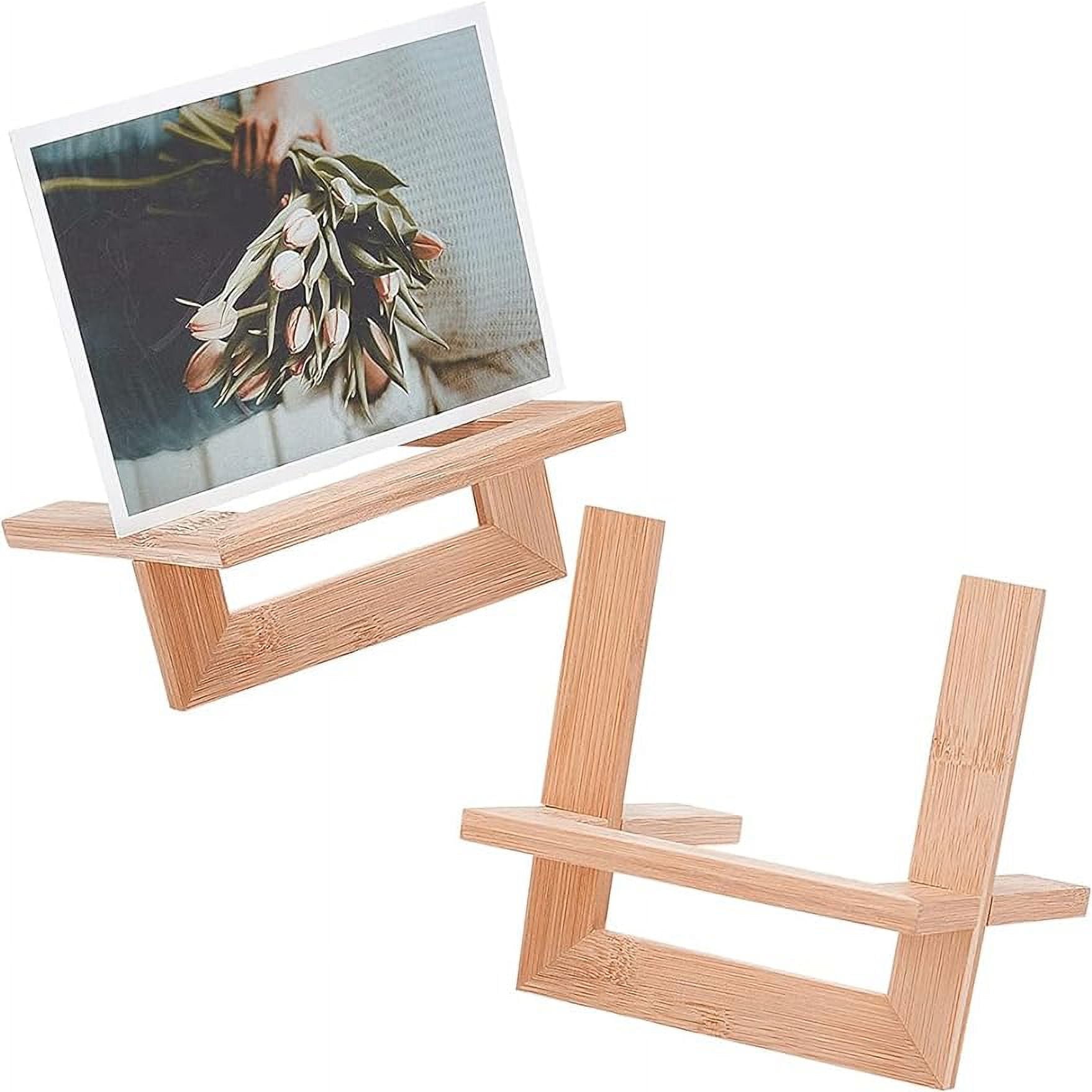 2 Pack Wooden Display Stand Plate Holder Bamboo Vintage Place Card ...