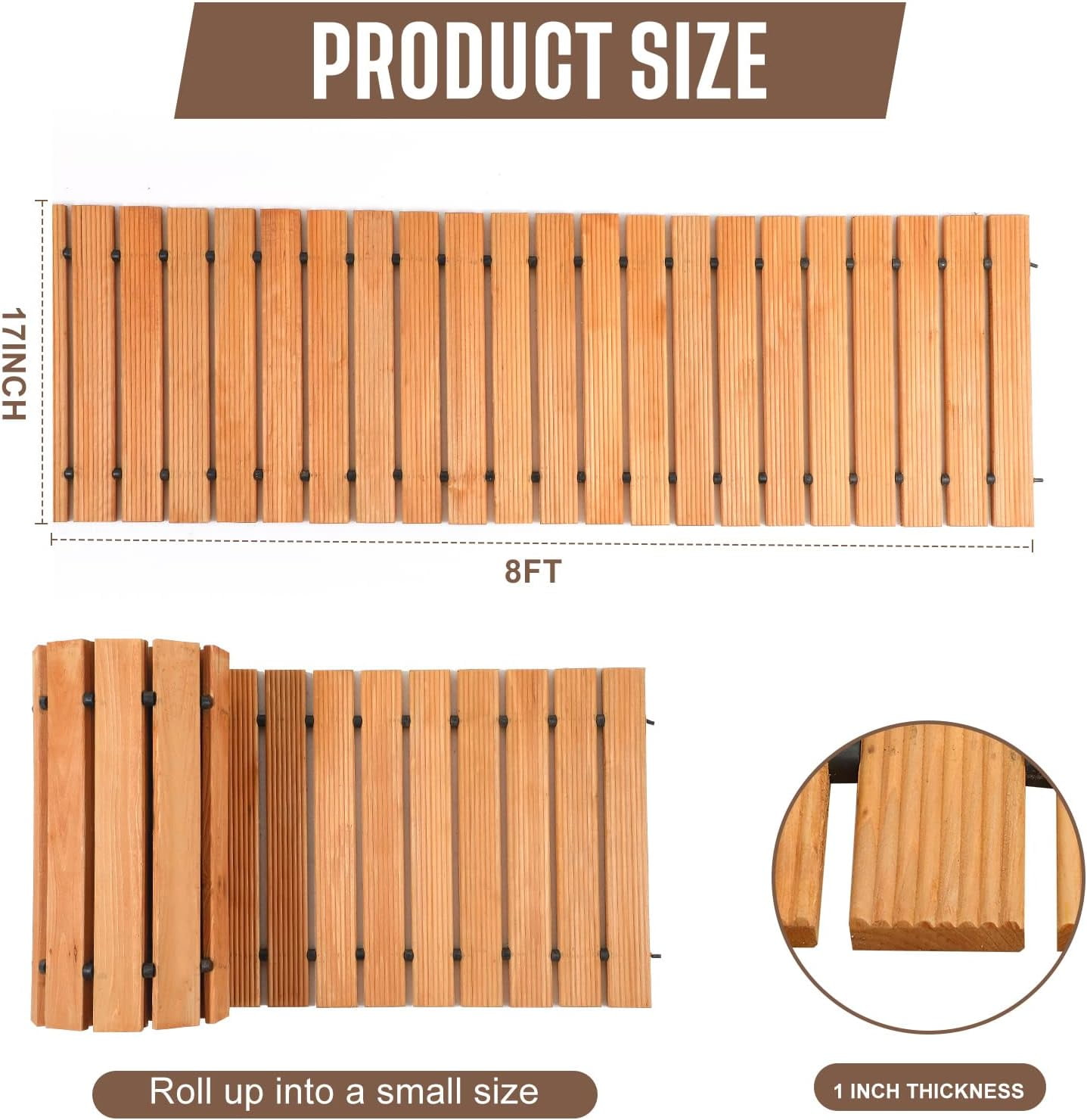 2 Pack Wooden Garden Pathway Roll Out Walkway Outdoor Path Wood ...