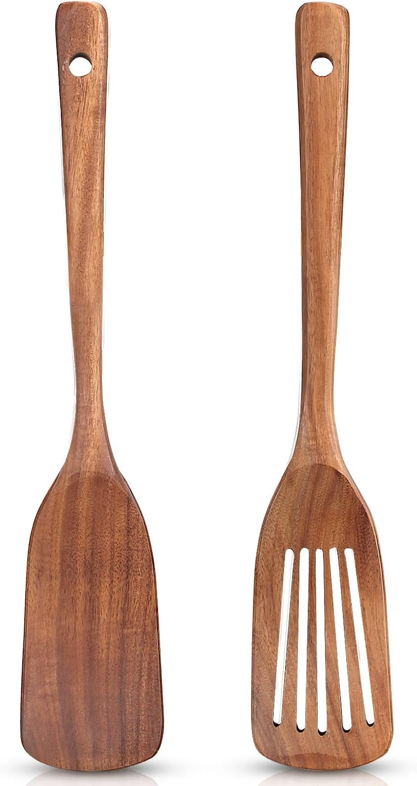 2 Pack Wooden Non Spatulas for Kitchen Utensils Set Acacia Cooking ...