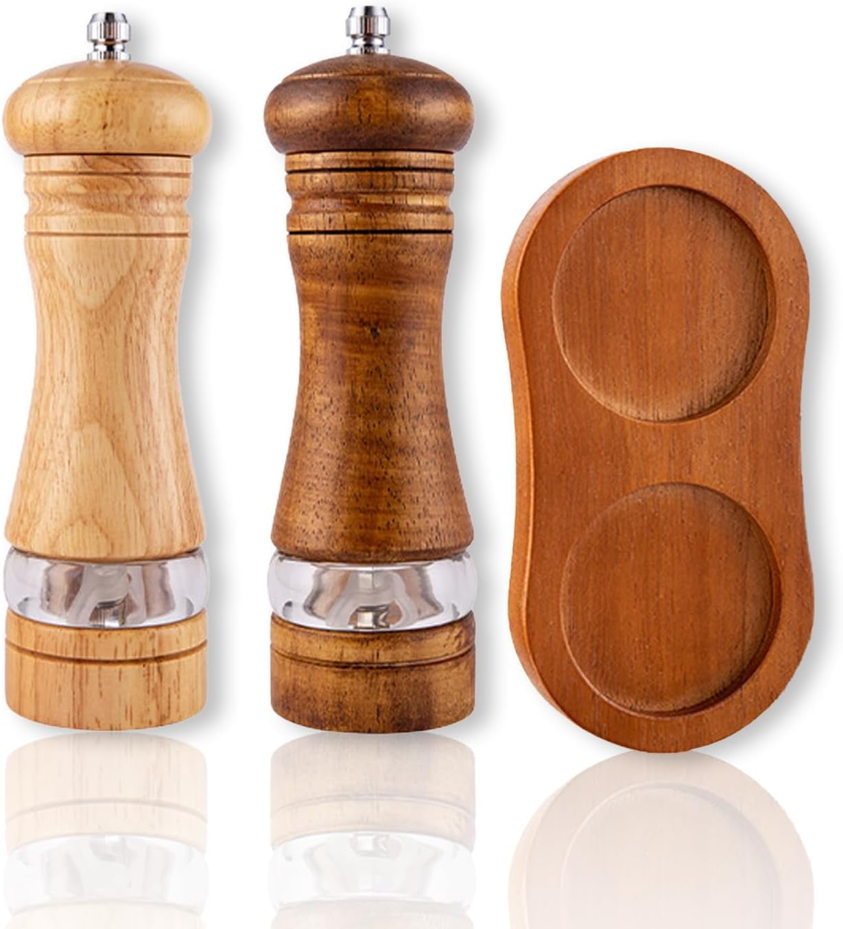 2 Pack Wooden Salt and Pepper Grinder Set - 6.7" Salt and Pepper ...