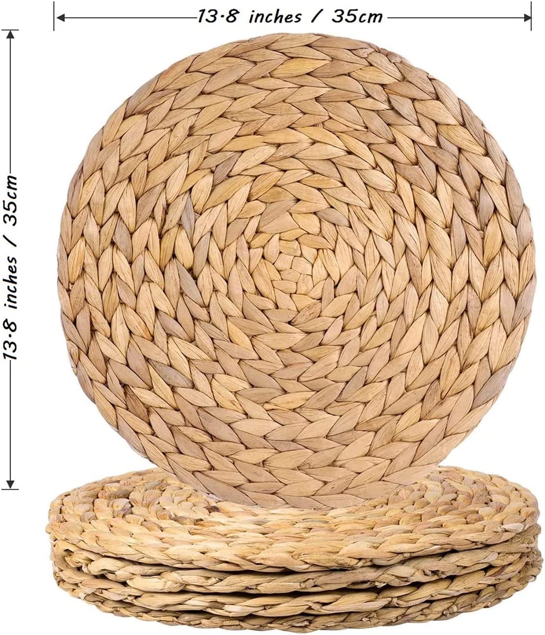 2 Pack Woven Placemats, 13.5 inches Natural Wicker Straw Braided for ...