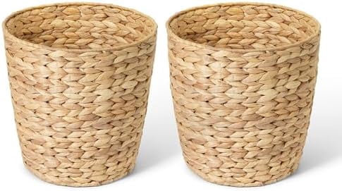 2-Pack Woven Waste Basket for Bathroom, Bedroom, or Living Room ...