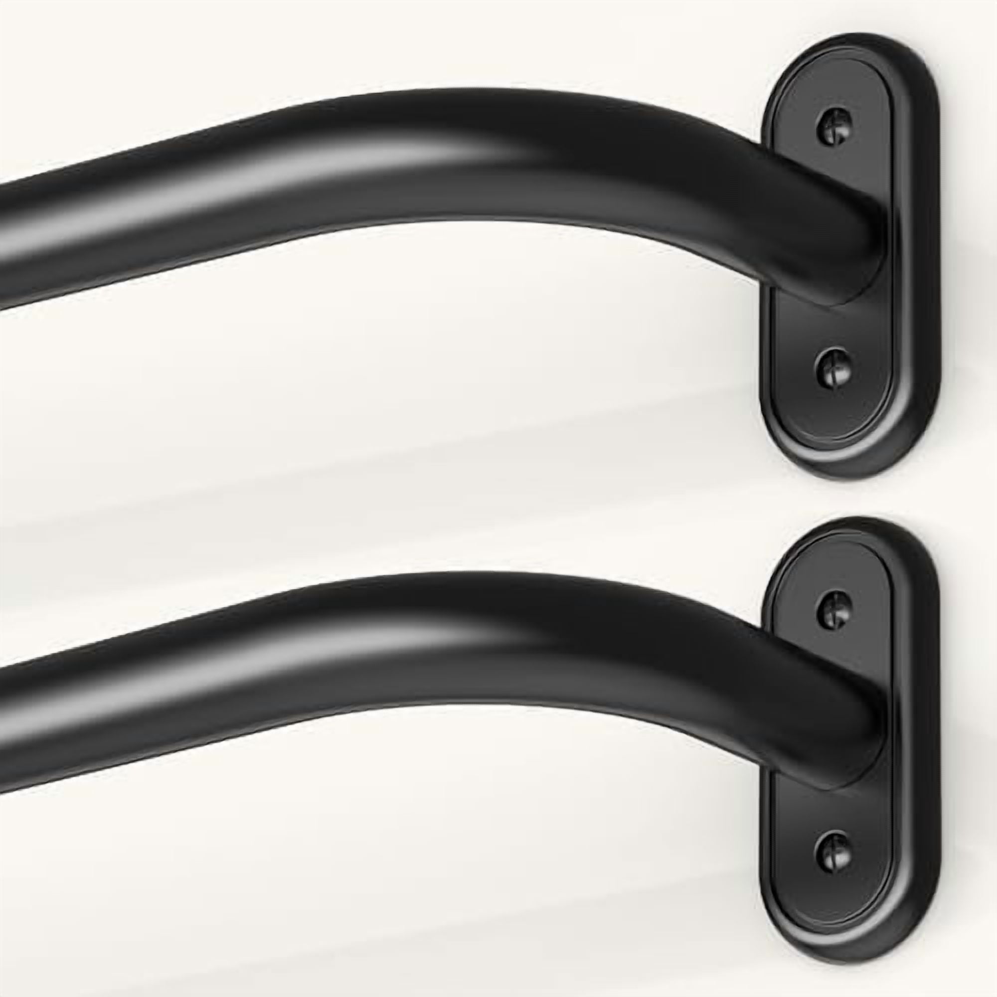 2 Pack Wrap Around Curtain Rods Black, Blackout Heavy Duty Curtain Pole ...