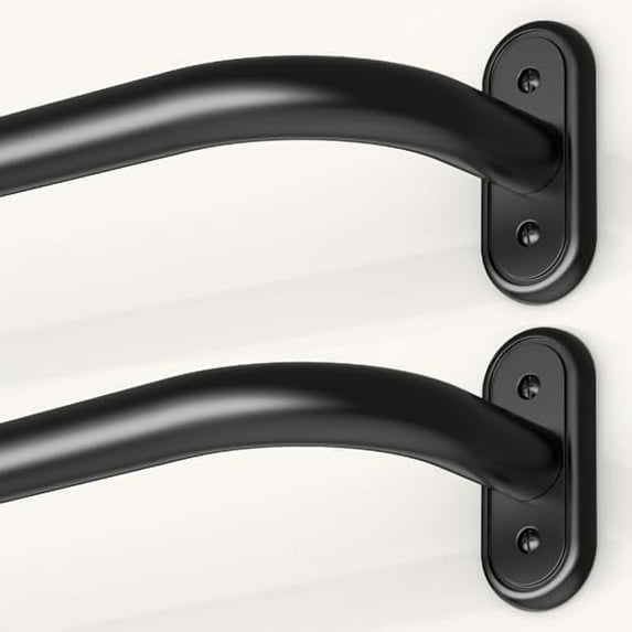 2 Pack Wrap Around Curtain Rods Black, Blackout Heavy Duty Curtain Pole ...