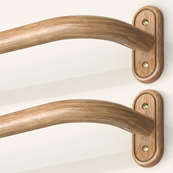 2 Pack Wrap Around Curtain Rods Wood, Blackout Heavy Duty Curtain Pole ...