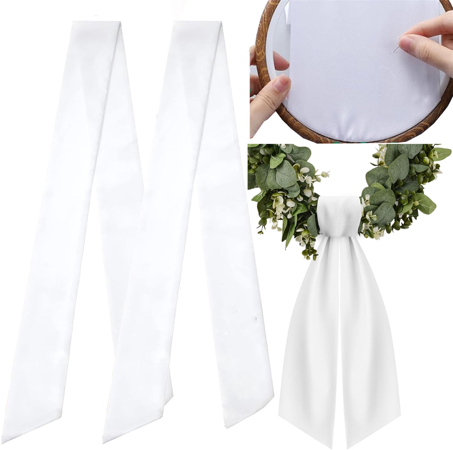 2 Pack Wreath Sash for Front Door,TGY White Wreath Ribbon Bow, Front ...