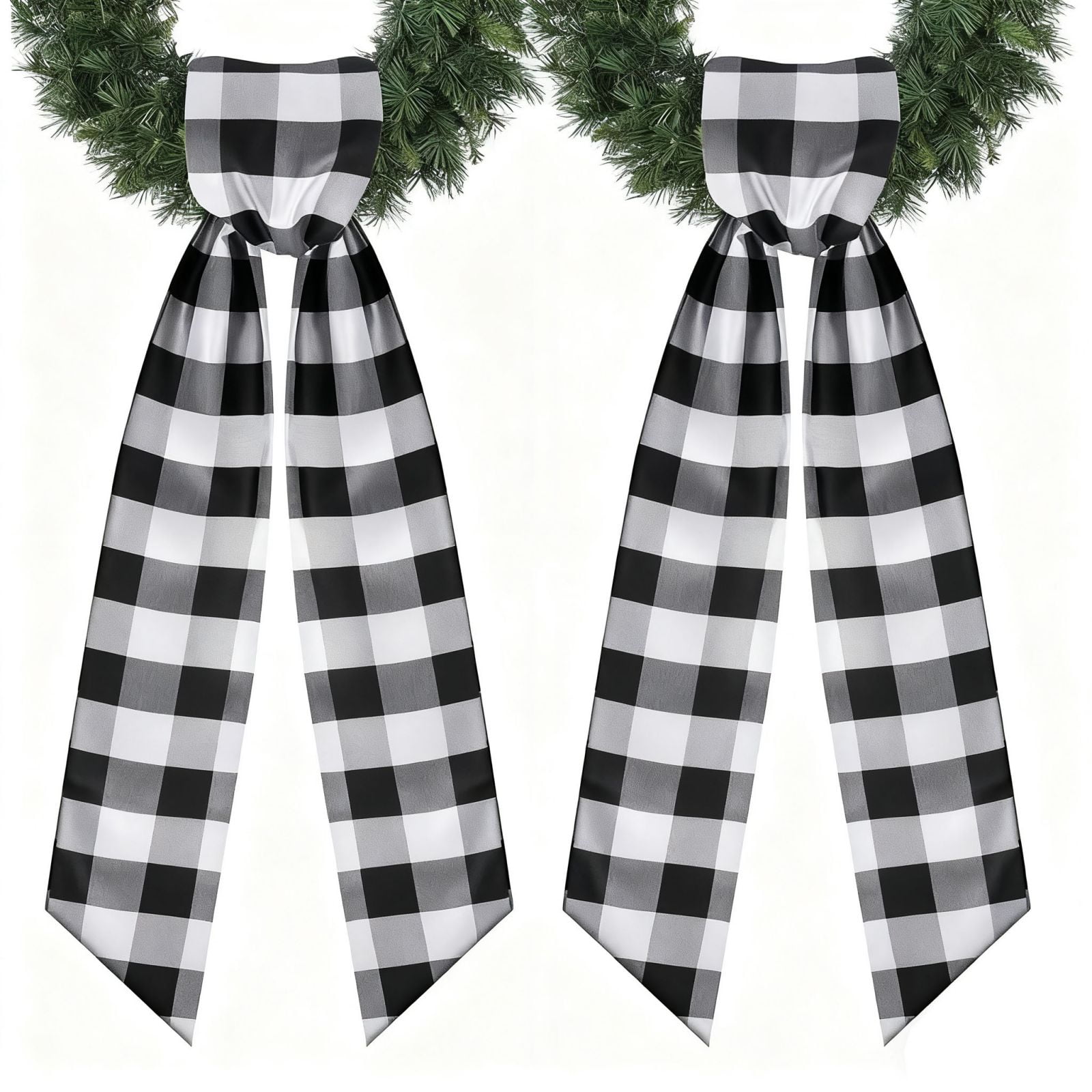 2 Pack Wreath Sash for Front Door Wreath Sash Plaid Sashes Yard Doorway ...