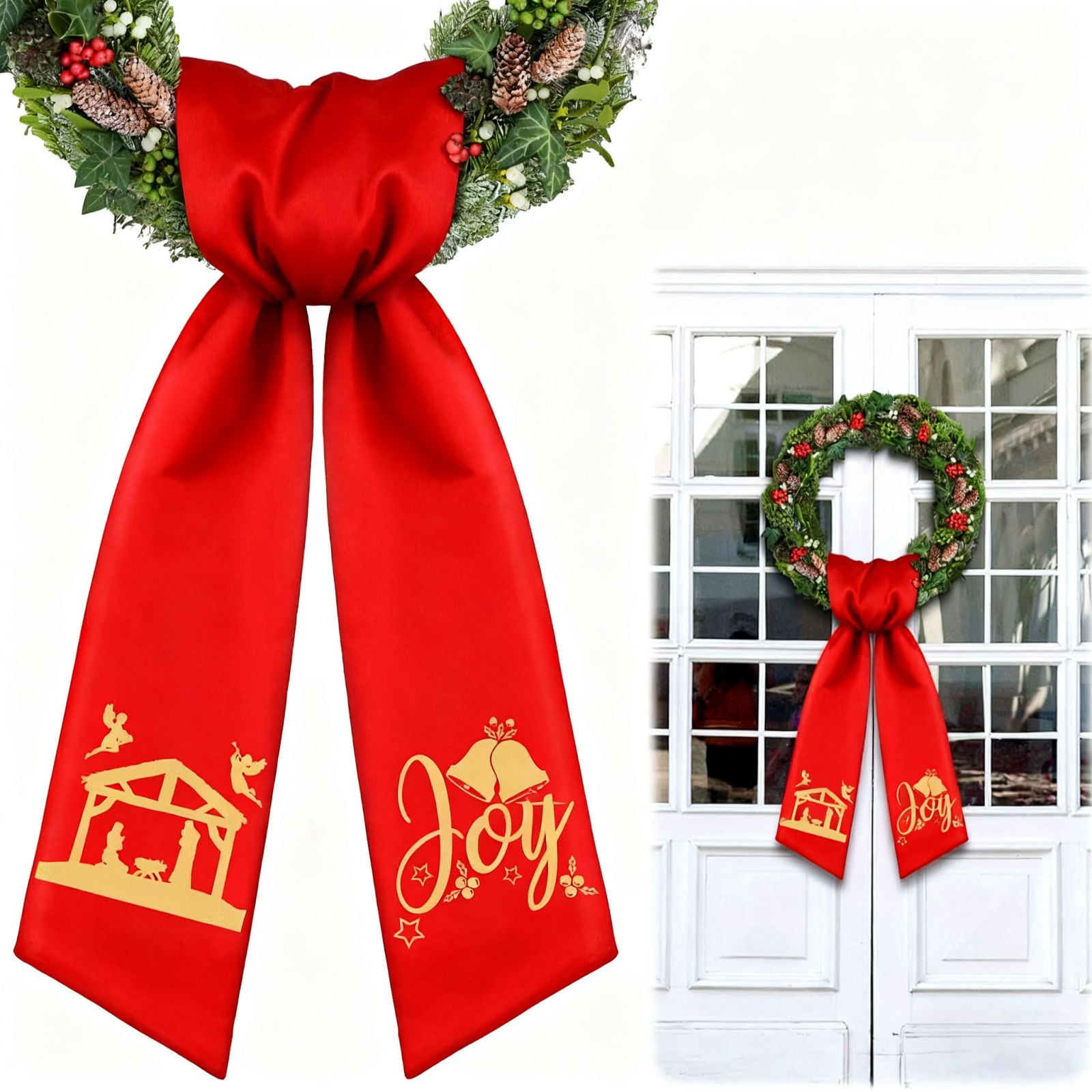2 Pack Wreath Sash for Front Door Wreath Sash Plaid Sashes Yard Doorway ...