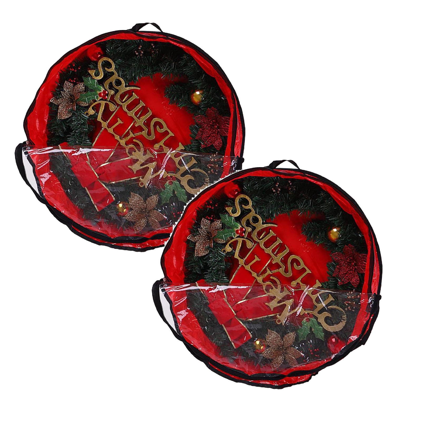 2 Pack Wreath Storage Container Bag, 24x8 Inch Christmas Wreath Storage ...