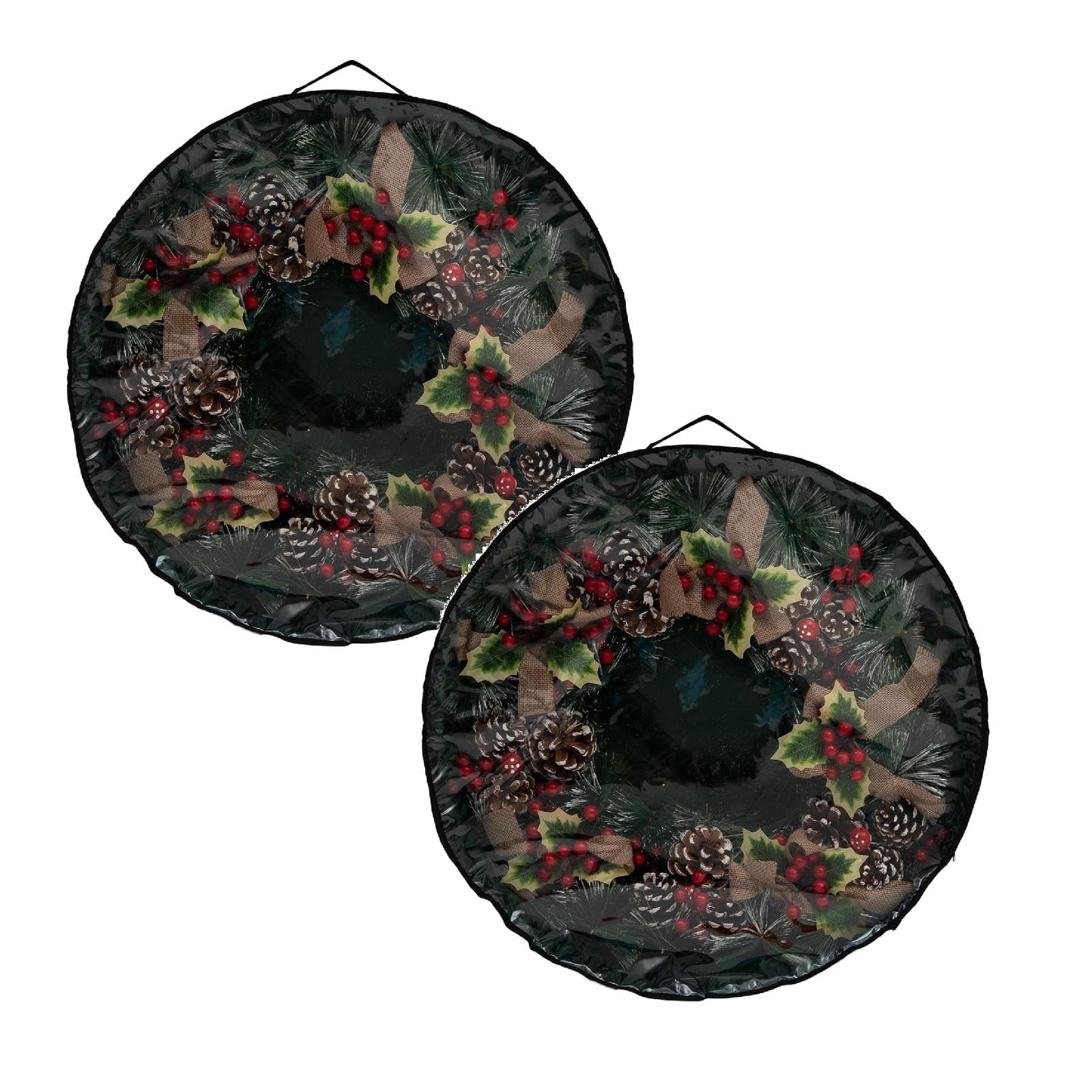 2 Pack Wreath Storage Container Bag, 24x8 Inch Christmas Wreath Storage ...