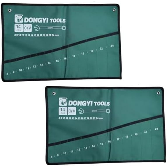 2 Pack Wrench Roll Up Pouch Wrench Set Roll Organizer 14 Pocket Slot ...
