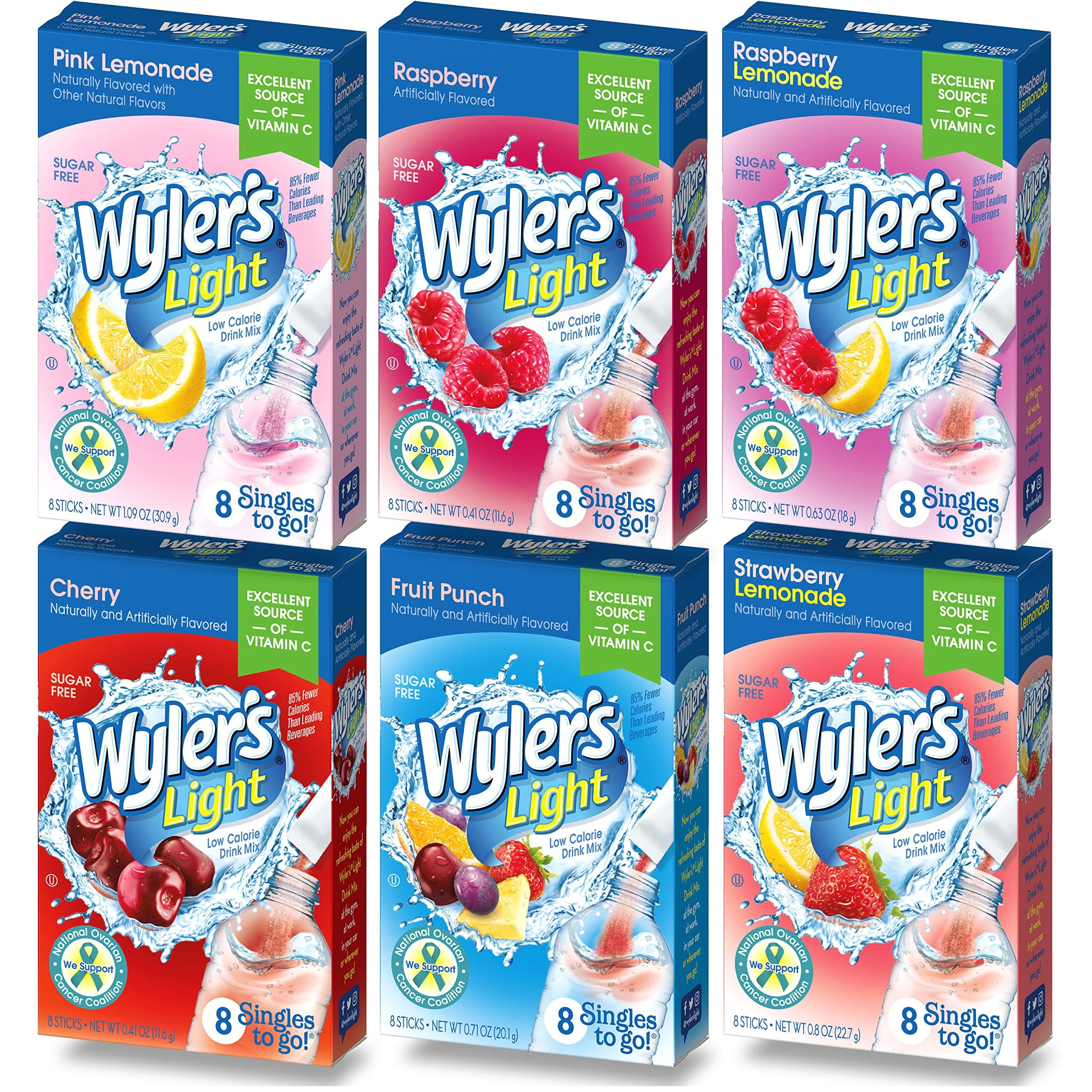 2 Pack-Wylers Light Singles To Go Drink Mix, Variety 6 Pack, Pink ...