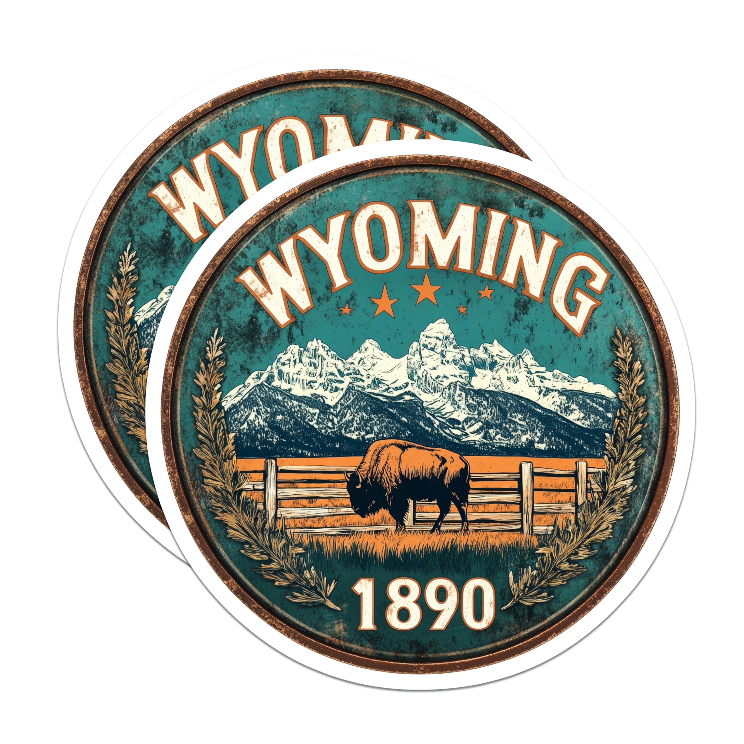 (2 Pack) Wyoming Magnets - Buffalo Scene - Yellowstone State Decor - 5 ...