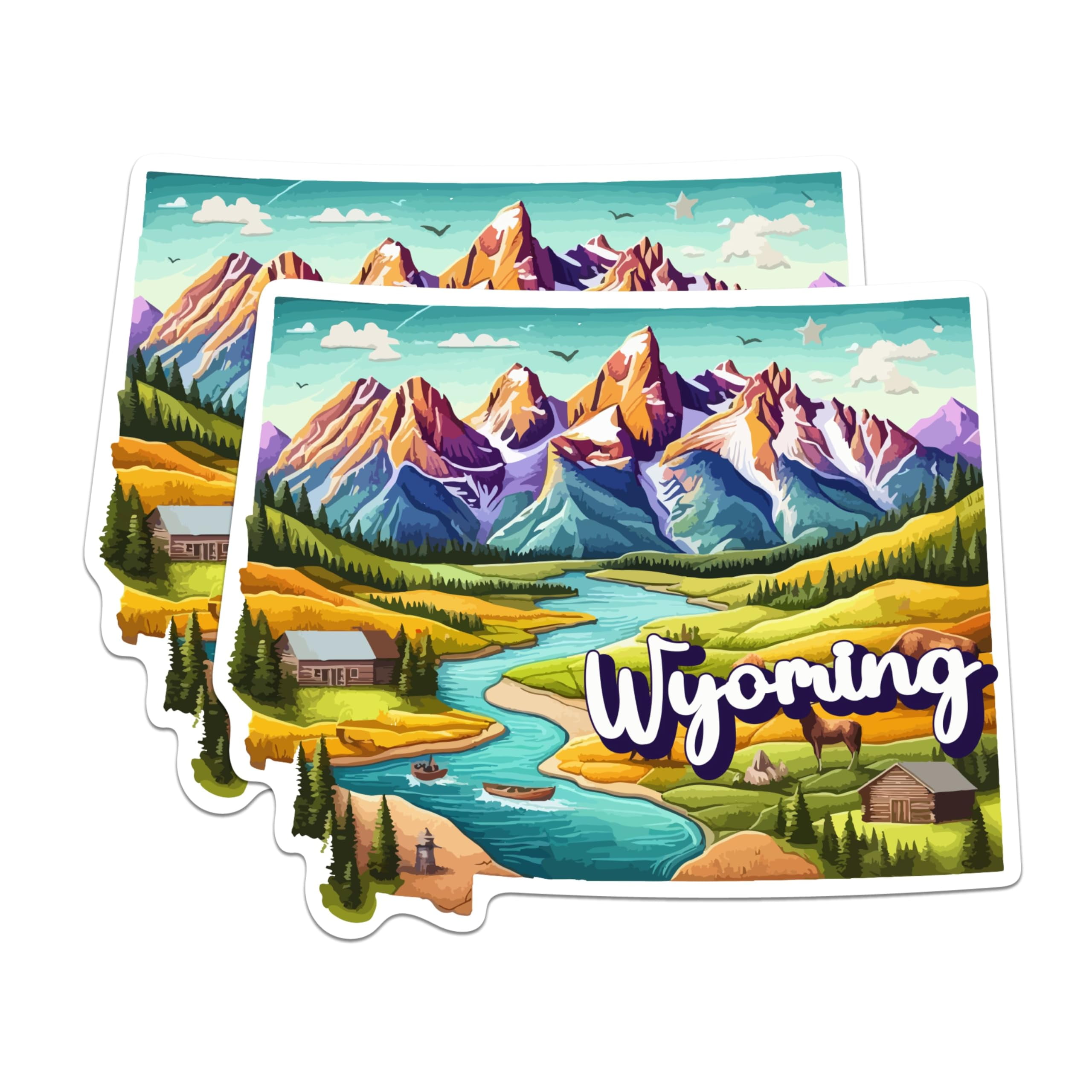 (2 Pack) Wyoming State Shape Stickers - WY State Sticker - Choose from ...