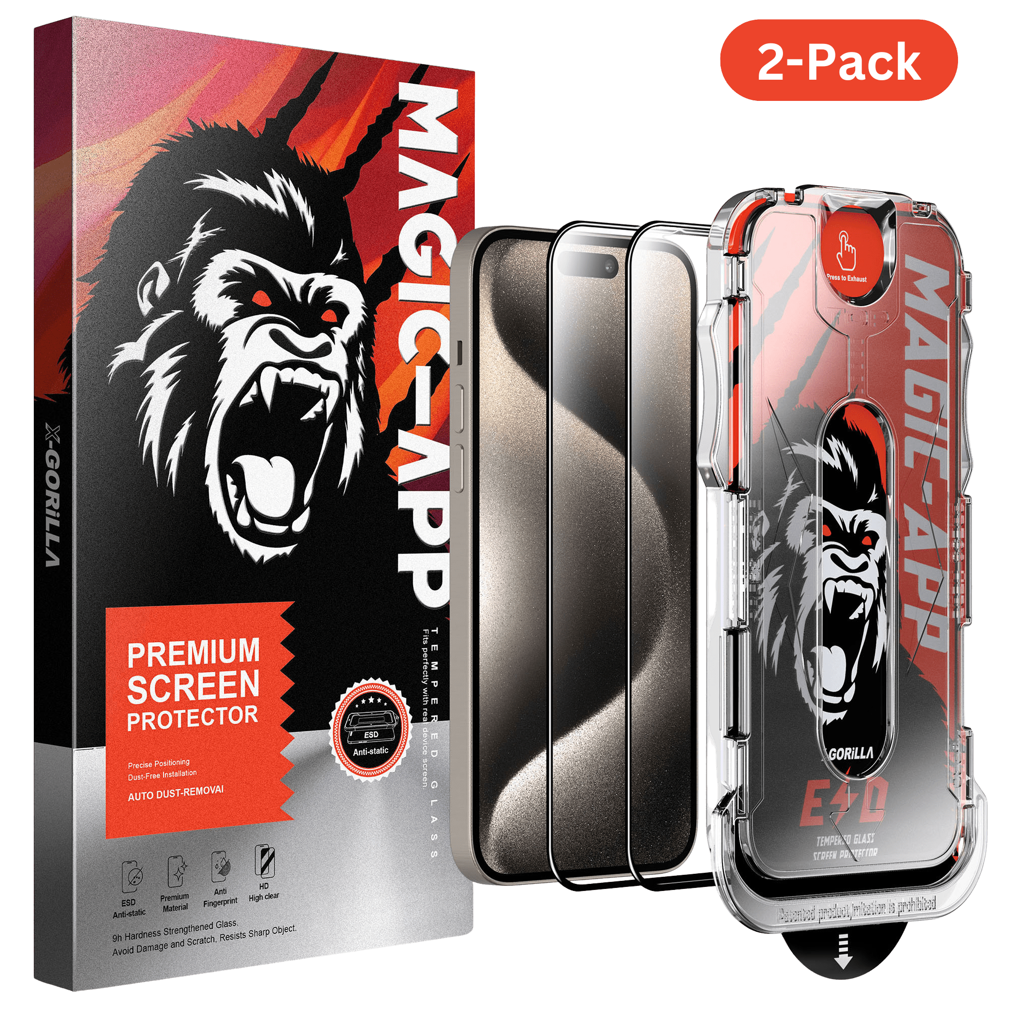 [2-Pack] X-GORILLA Tempered Glass Screen Protector for iPhone 15 Pro ...