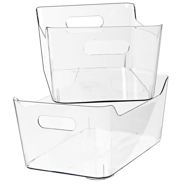 2-Pack X-Large Clear Plastic Storage Bins with Handles - Stackable ...