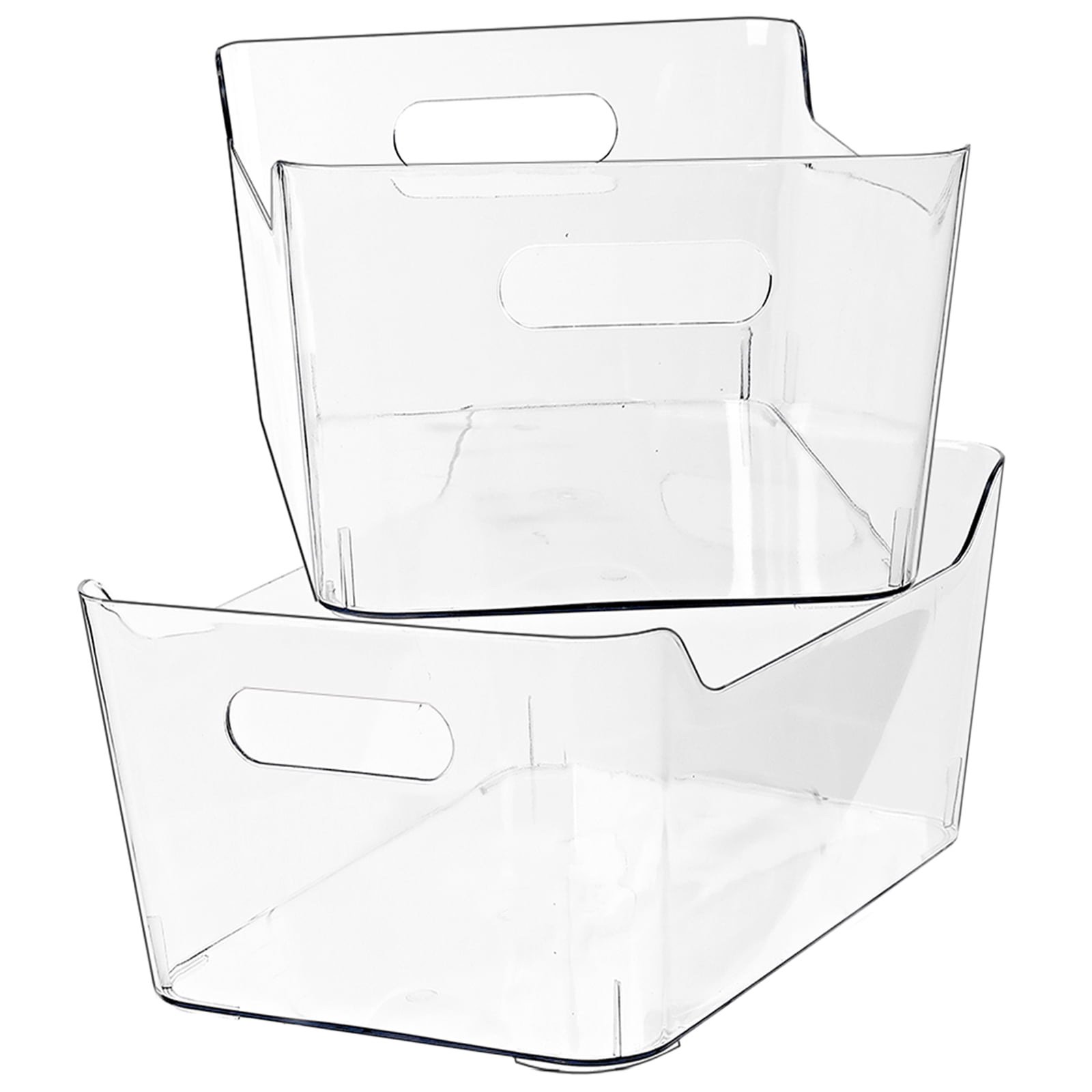 2 Pack X Large Plastic Storage Bins With Built In Handles Clear Pantry
