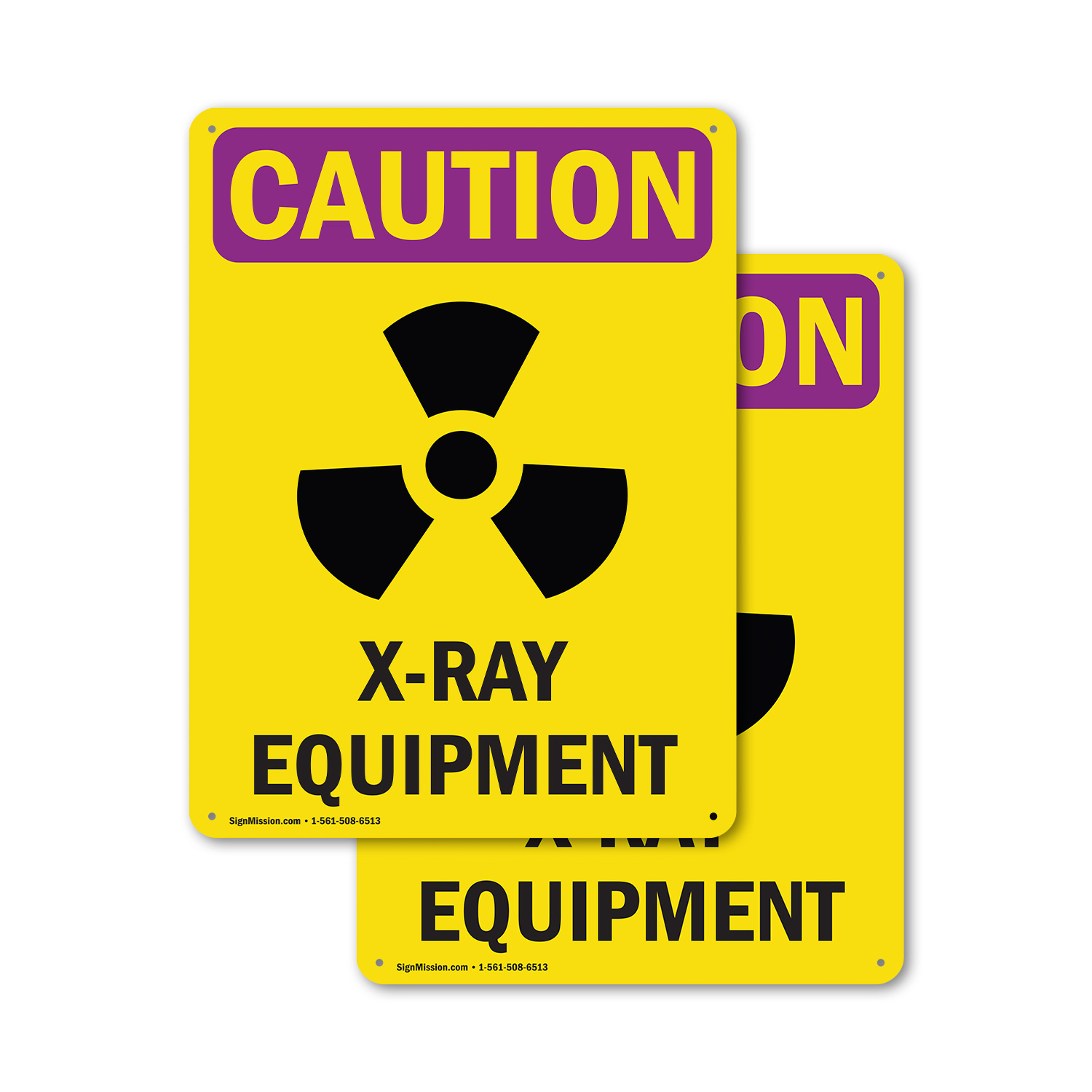 (2 Pack) X-Ray Equipment With Symbol OSHA Caution Radiation Sign 10 ...