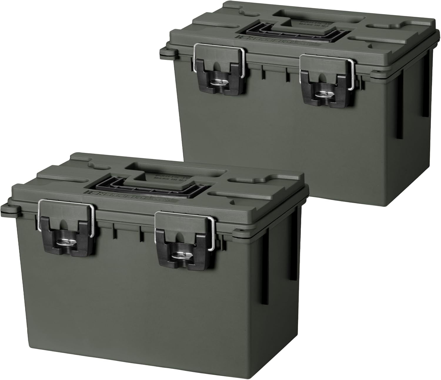 2-Pack XL Ammo Storage Box, Stackable .50 Cal Field Boxes, Water and ...