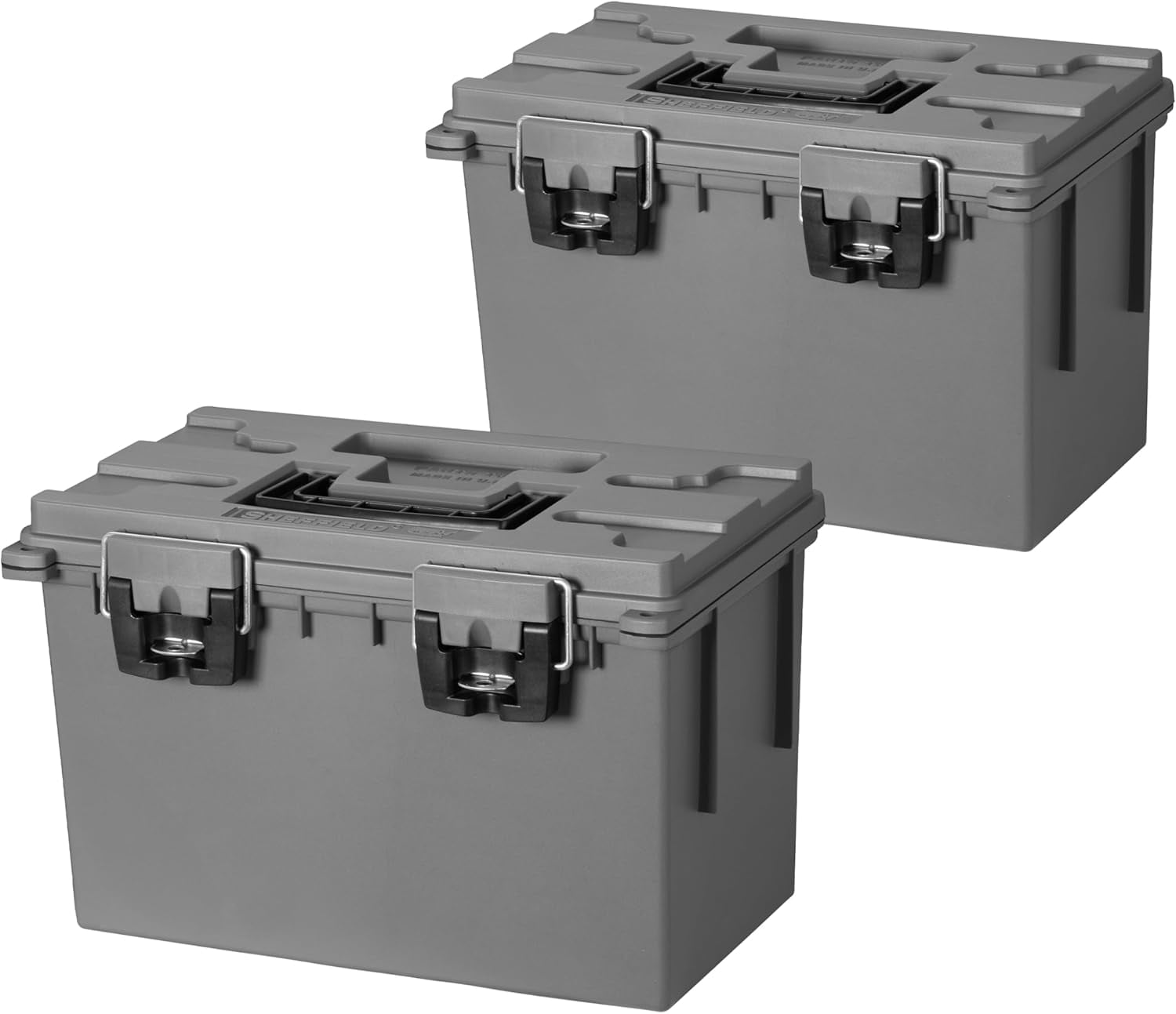 2-Pack XL Ammo Storage Box, Stackable .50 Cal Field Boxes, Water and ...