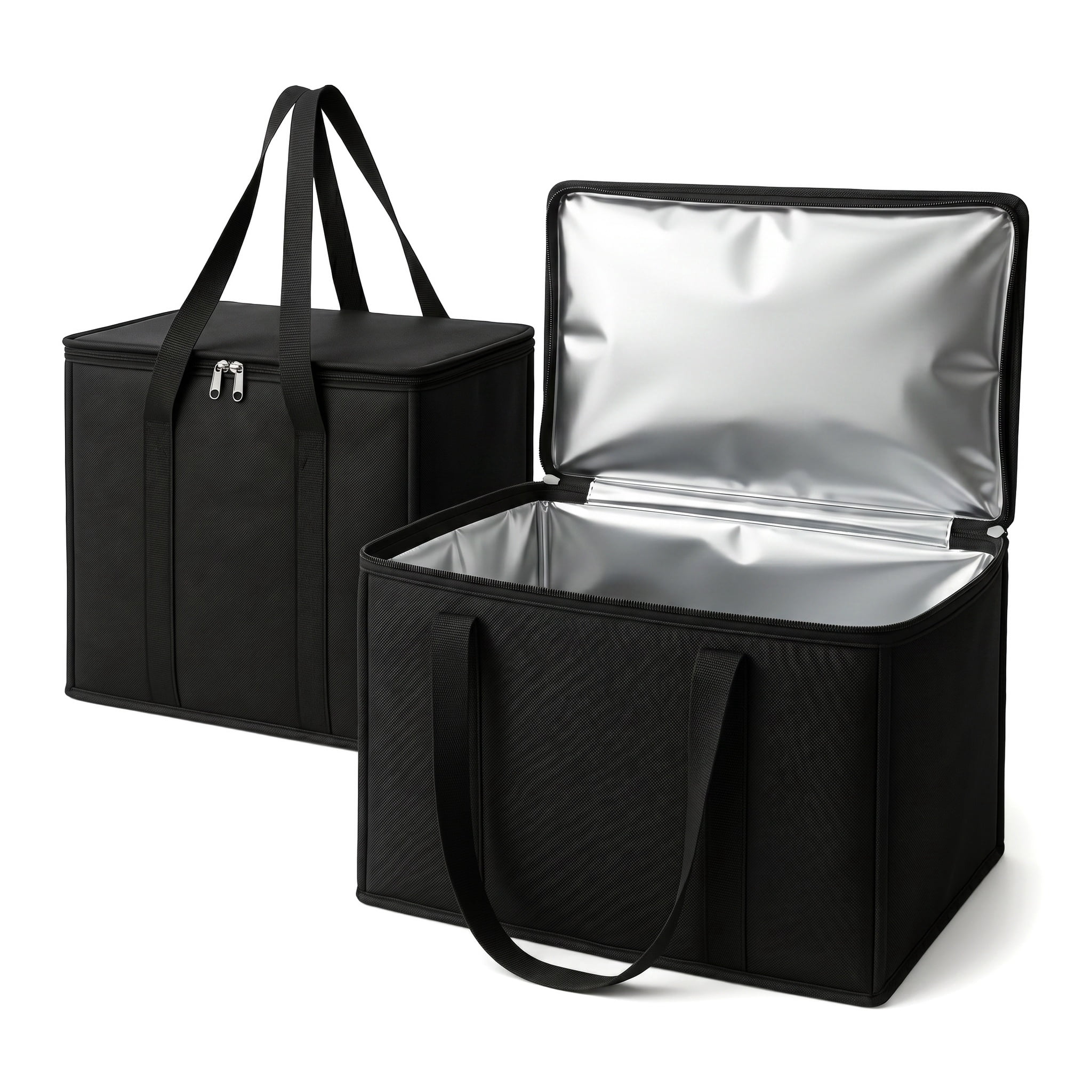 2-Pack, XL-Large Insulated Grocery Shopping Bags, Black, Reusable Bag ...