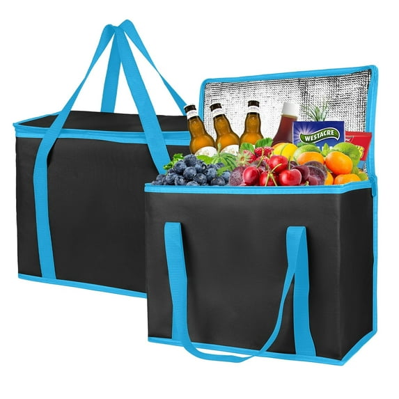 2-Pack, XL-Large Insulated Grocery shopping bags, Black, reusable bag ...