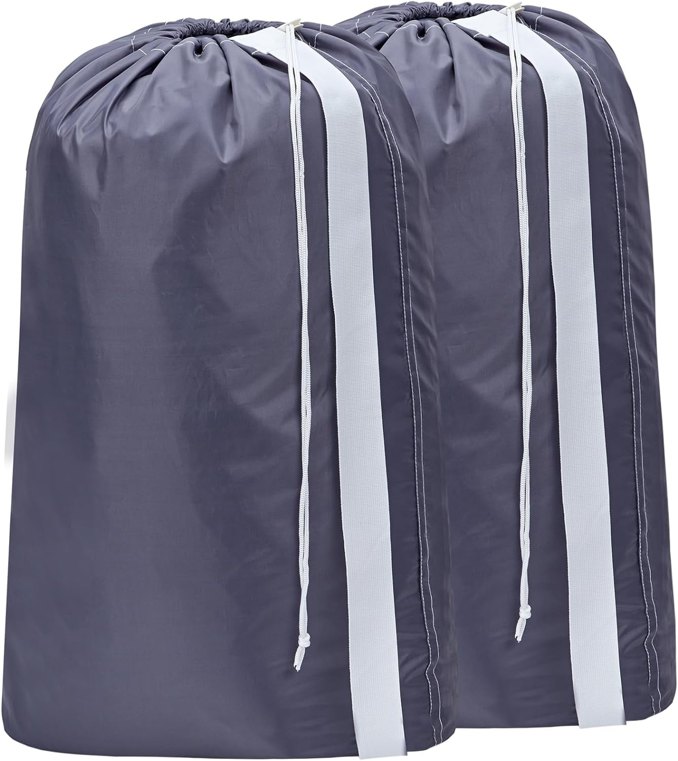 2 Pack XL Nylon Laundry Bag with Strap, Large Dirty Garments Organizer ...