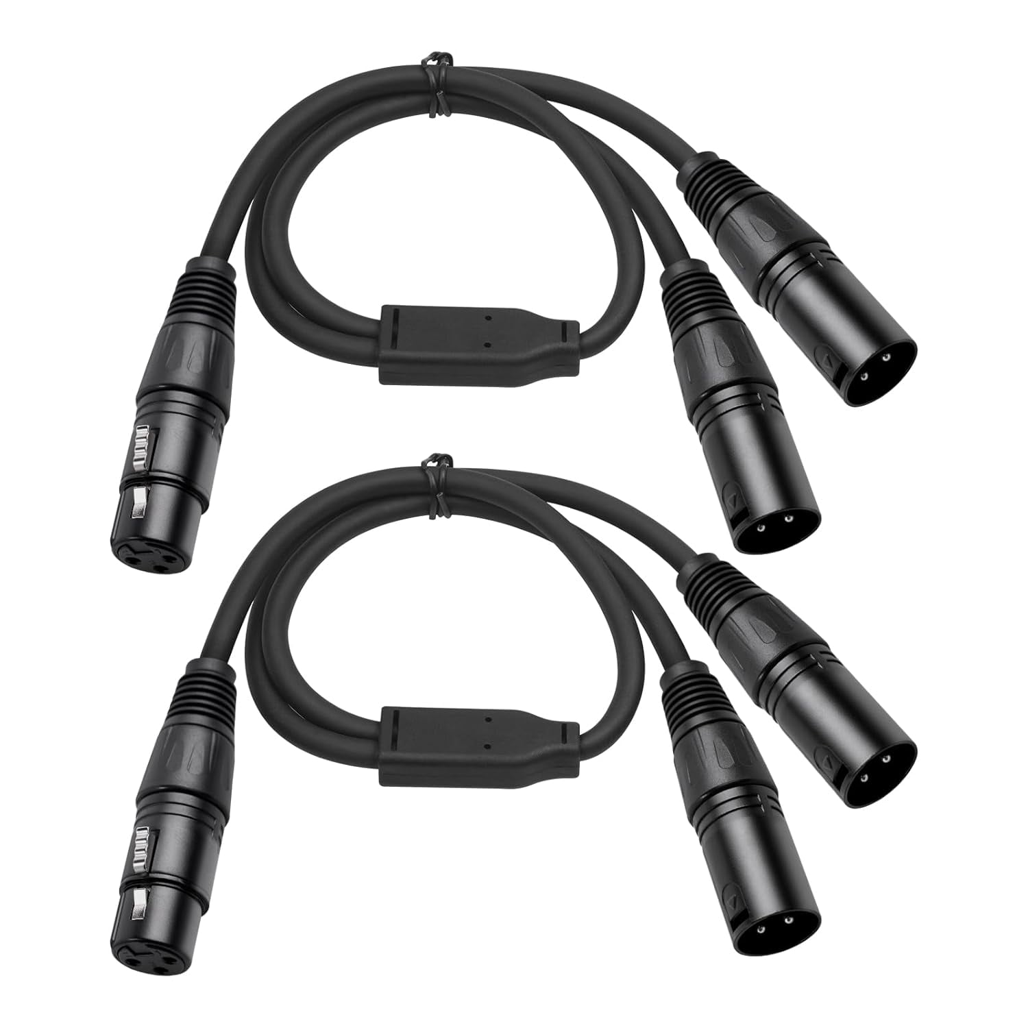 2 Pack XLR Y Splitter, 1.5FT XLR Female to Dual Male, Balaed Mic Audio ...