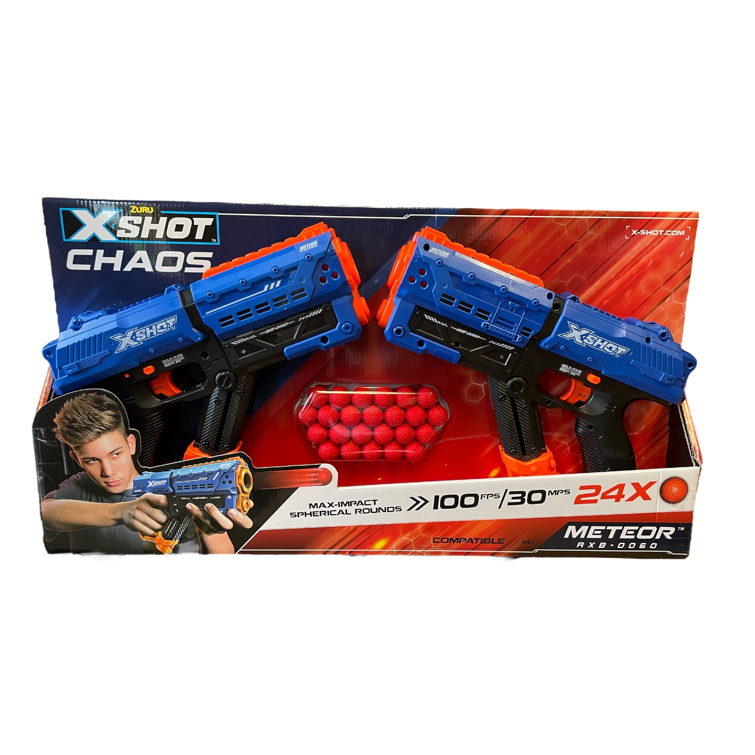 (2 Pack) XShot Chaos Soft Shoots Ball Blaster-Meteor Toy for Kids, 24 ...